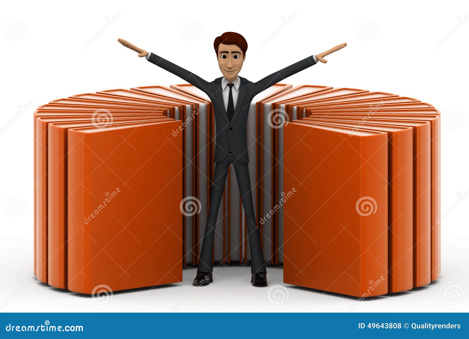 3d man with files concept stock illustration. Illustration of character ...