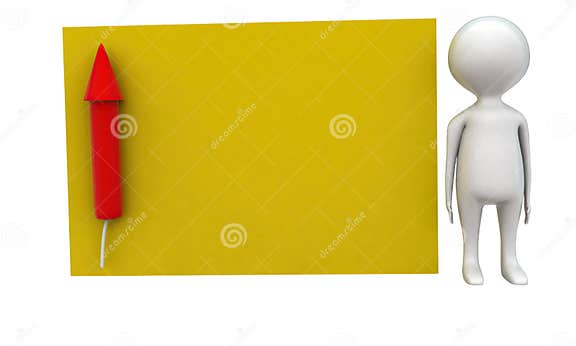 3d Man Firework Rocket with Board Concept Stock Illustration ...