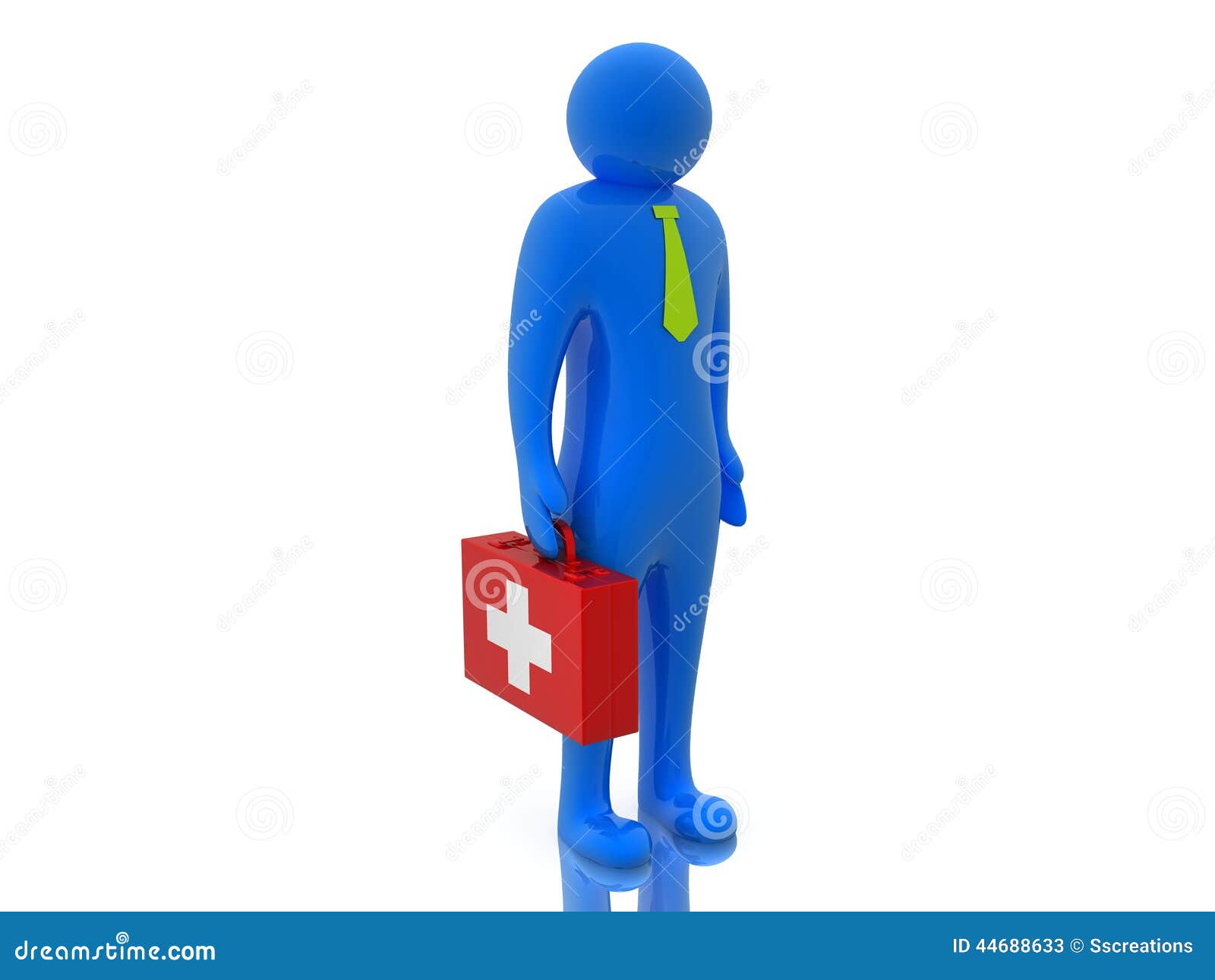 3d Man First Aid Box Concept Stock Illustration - Illustration of ...