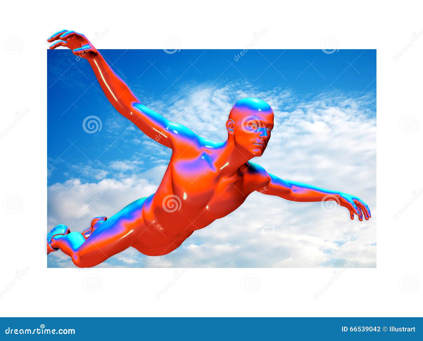 3d man flying stock illustration. Illustration of scifi - 66539042