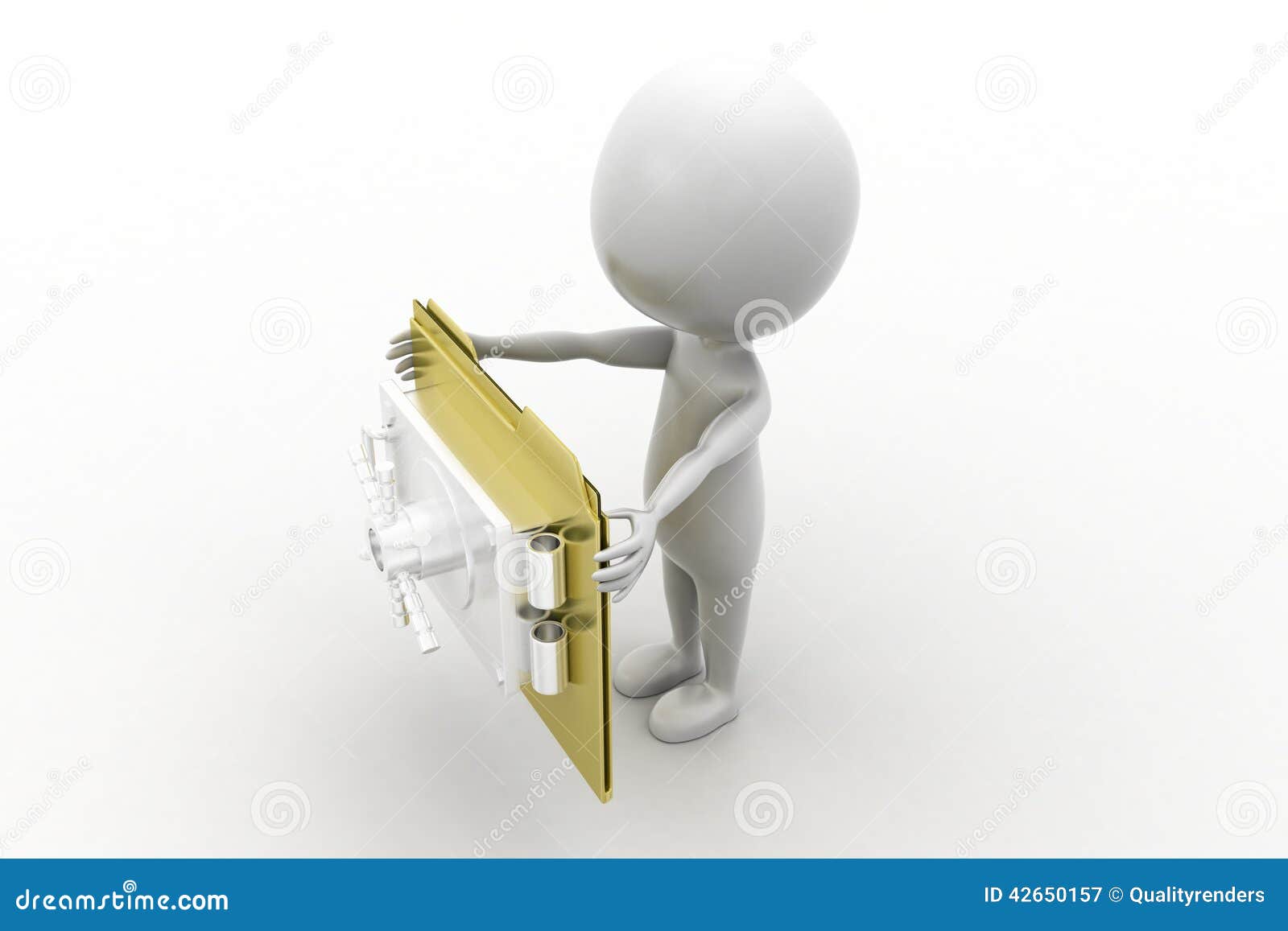 3d Man With Folder Lock - Safety Concept Stock Illustration - Image ...