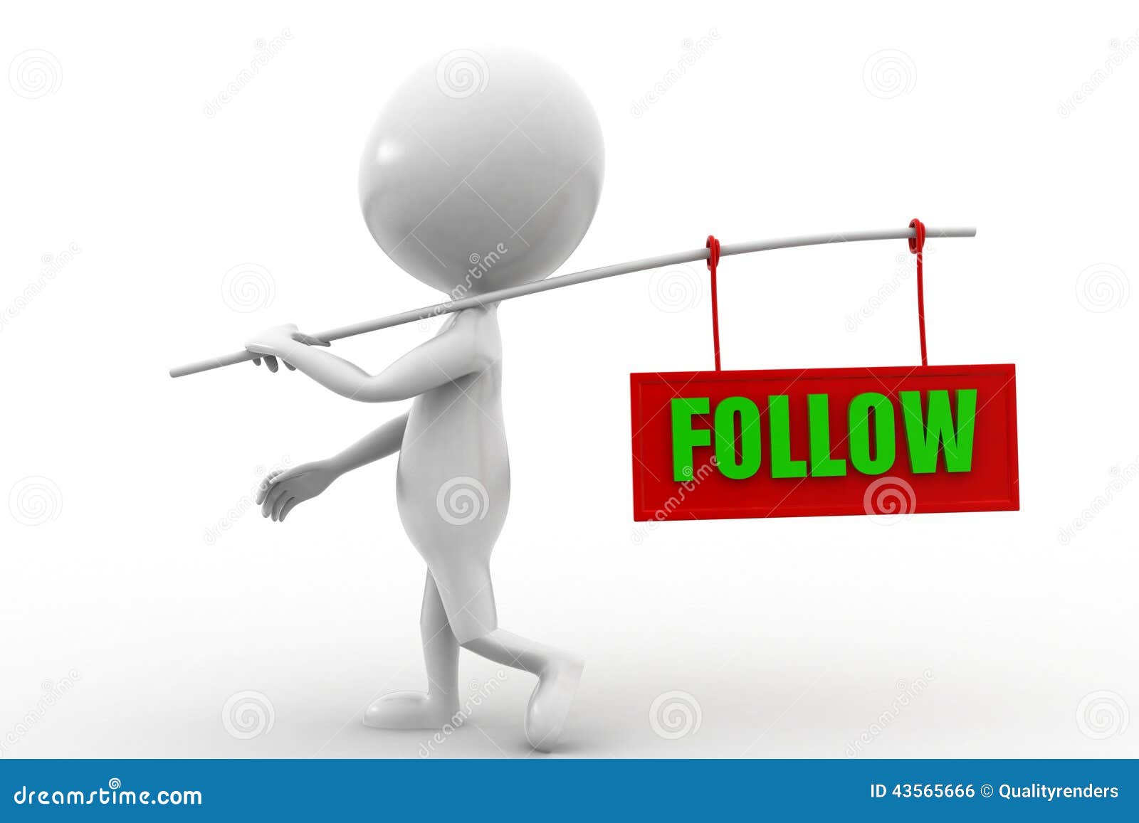 Royalty Free Stock Image: 3d Man Follow. Image: 43565666