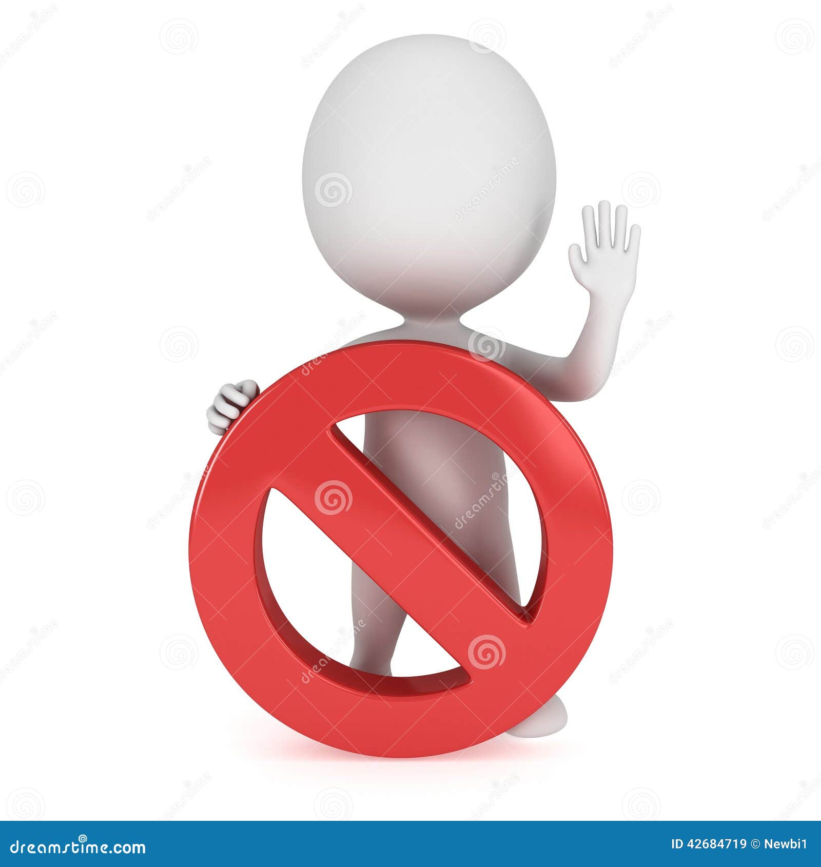 3D man with forbidden sign stock illustration. Illustration of human ...