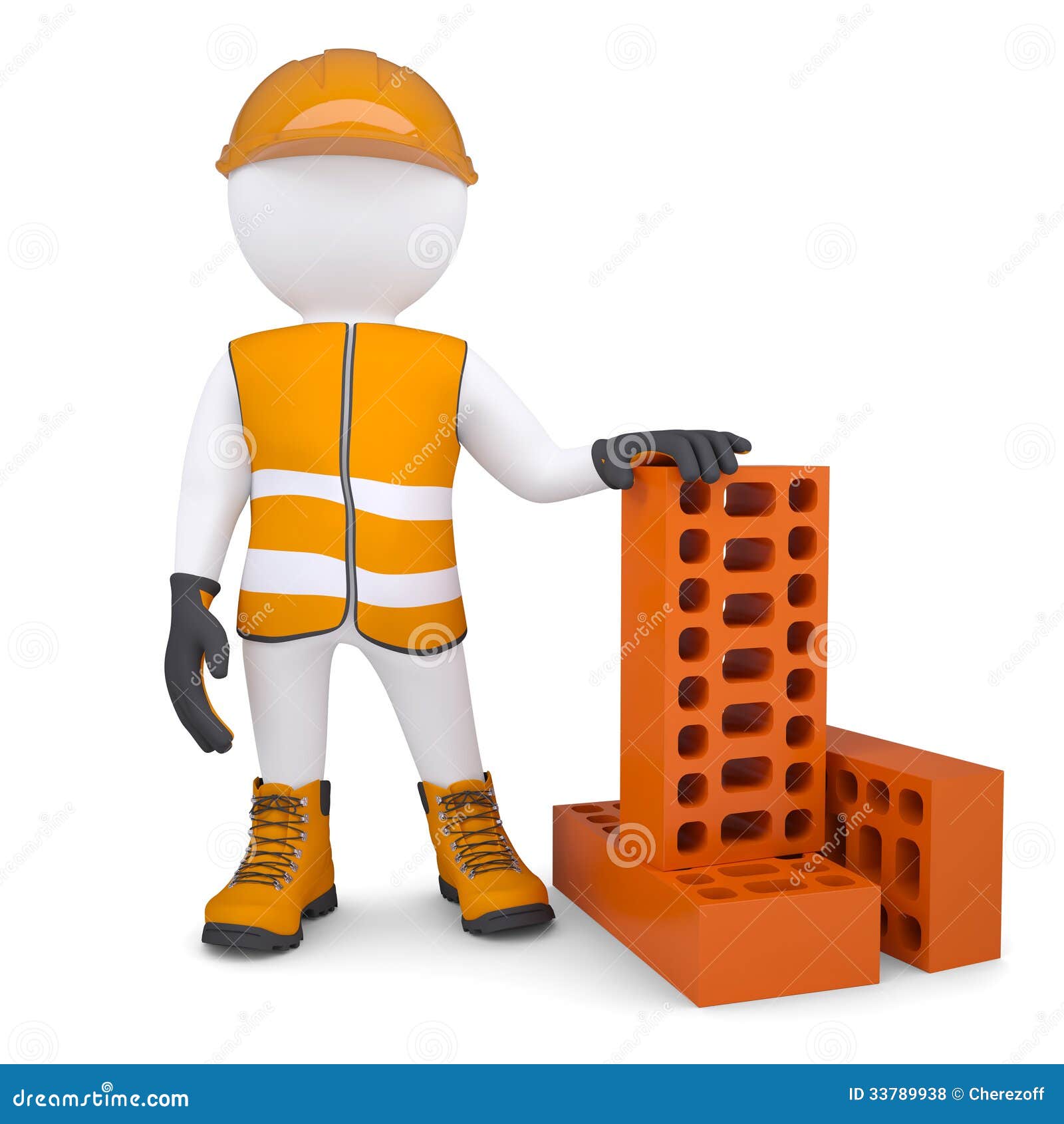 3d Man in the Form of Building with Bricks Stock Illustration ...