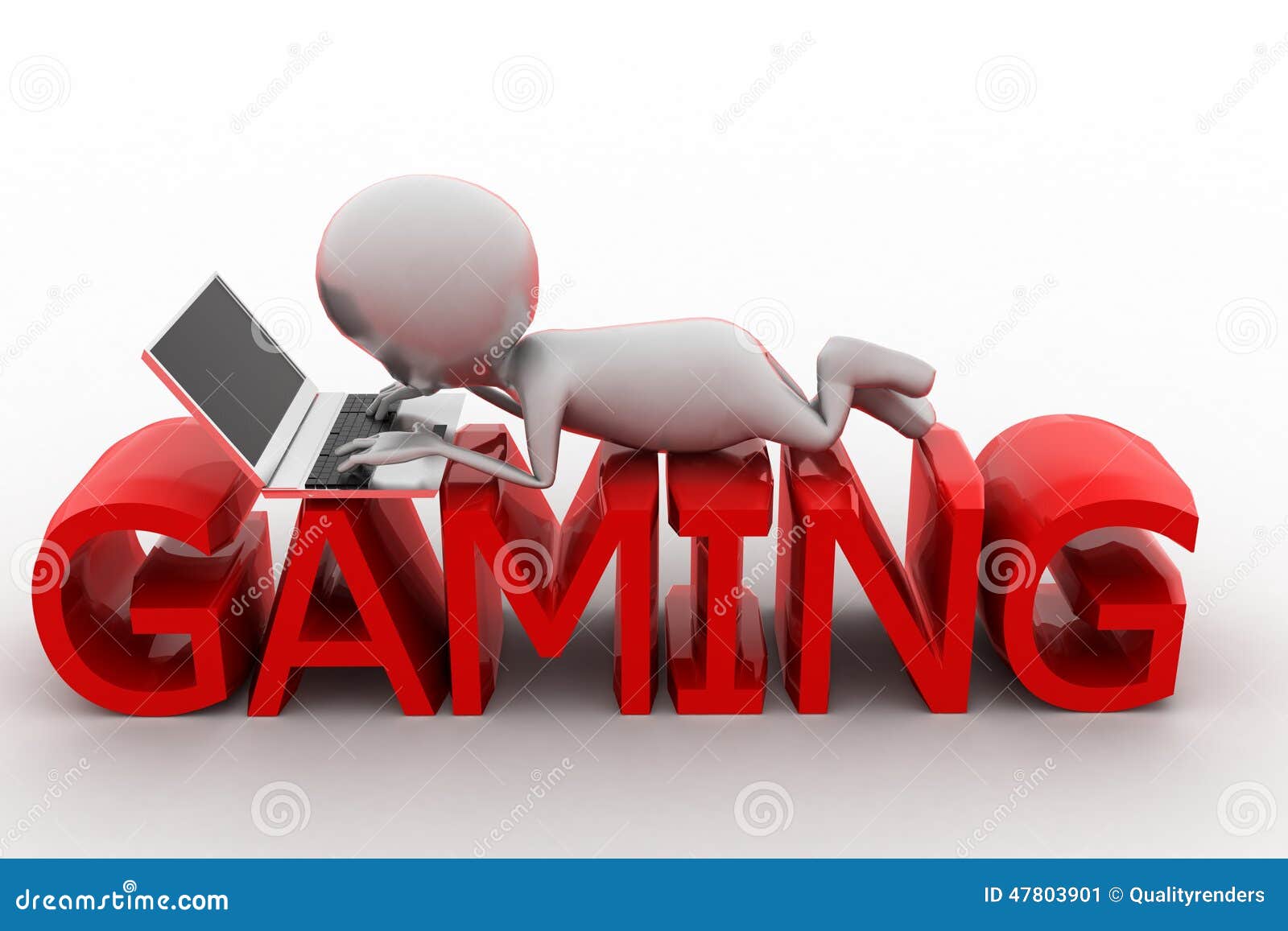 3d Man Gaming Laptop Concept Stock Illustration - Illustration of ...