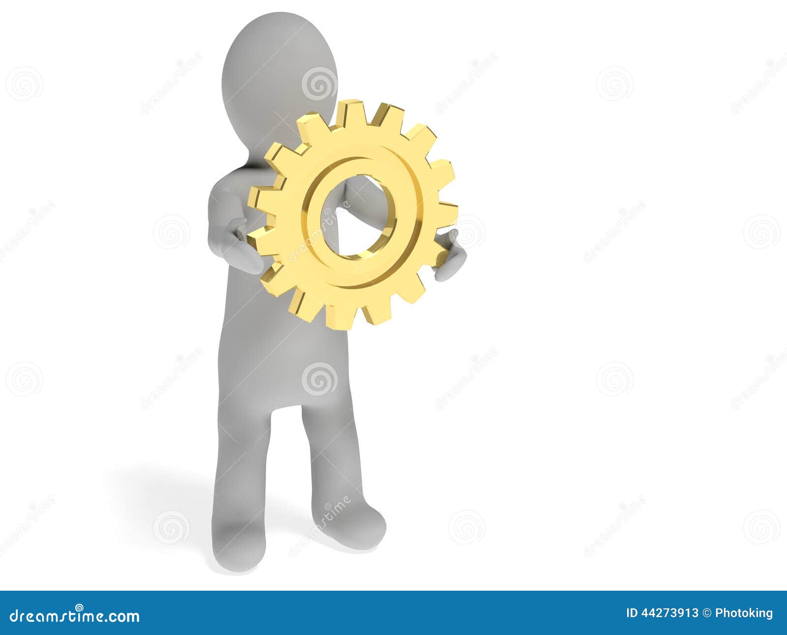 3d man with a gear stock illustration. Illustration of business - 44273913
