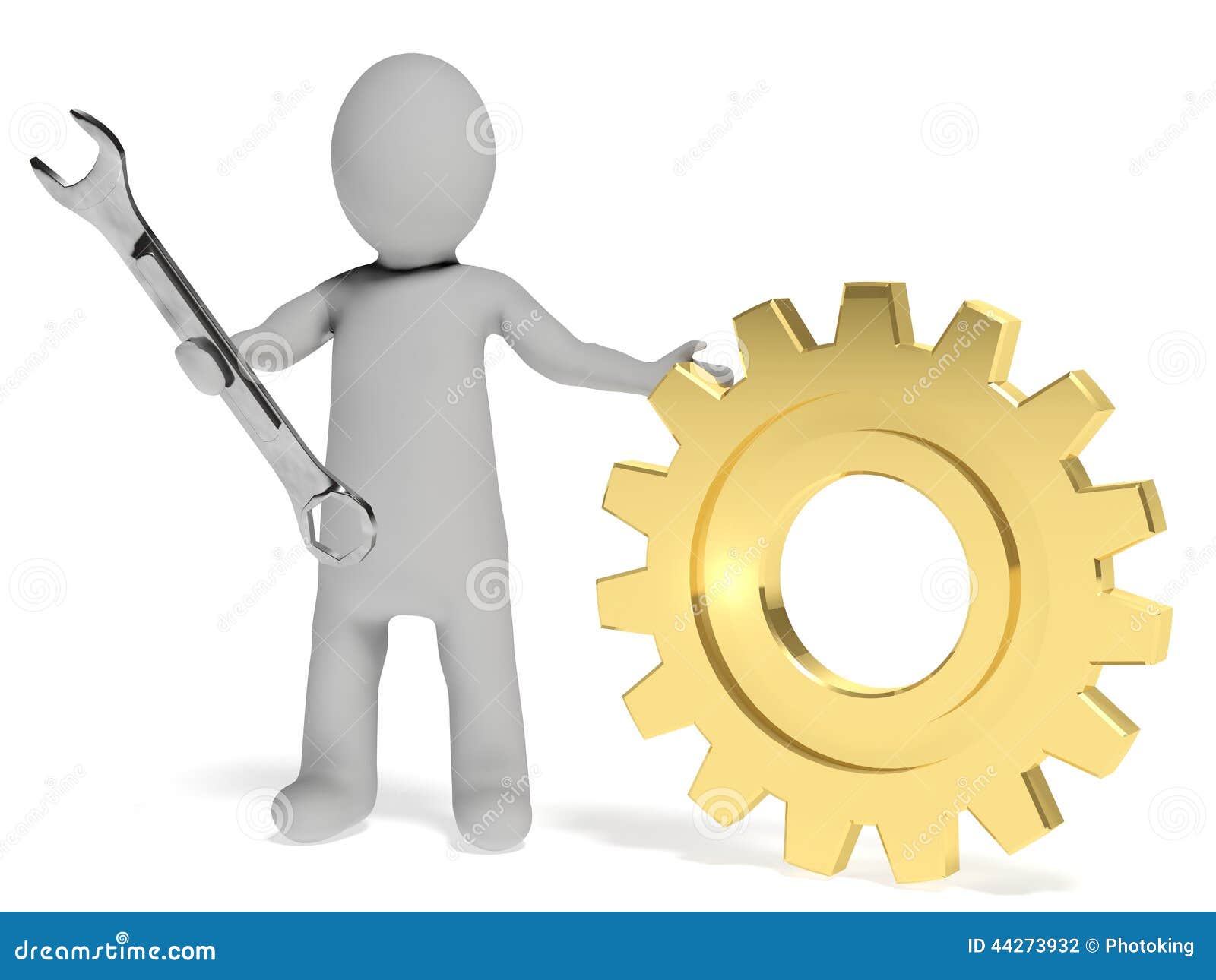 3d man with a gear stock illustration. Illustration of businessman ...