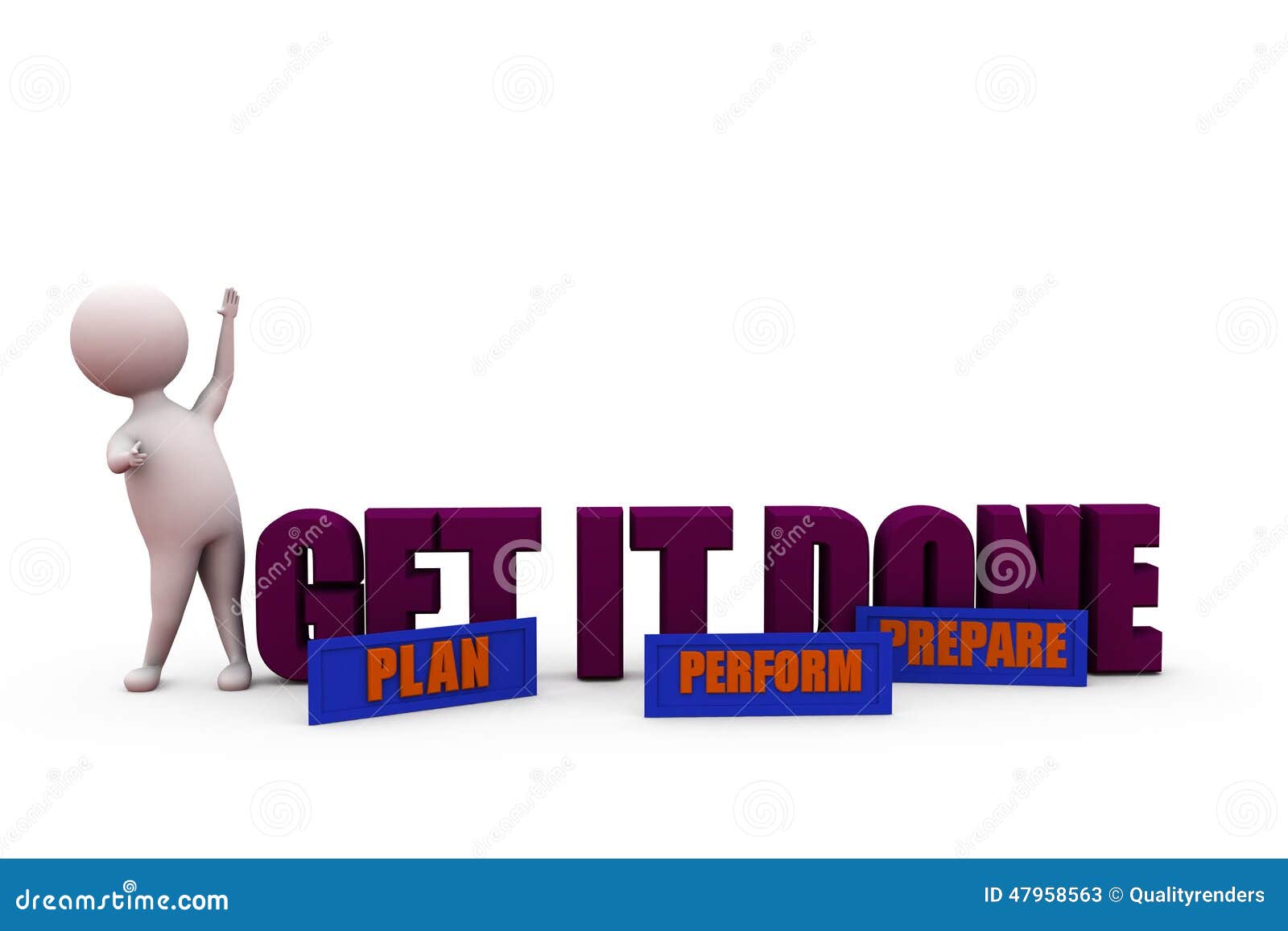 3d man get it done concept stock illustration. Illustration of front ...