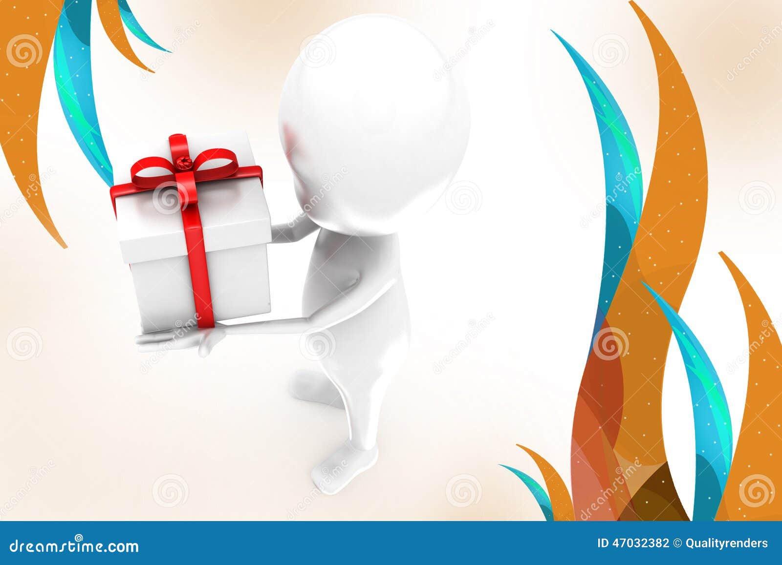 3d Man with Gift Illustration Stock Illustration - Illustration of ...