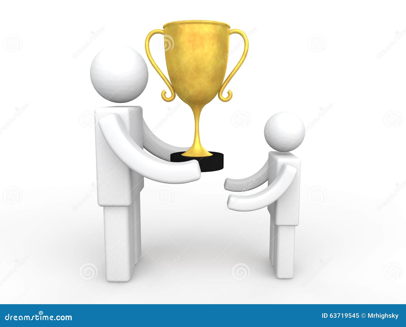 3d Man Giving Golden Trophy Cup Stock Illustration - Illustration of ...