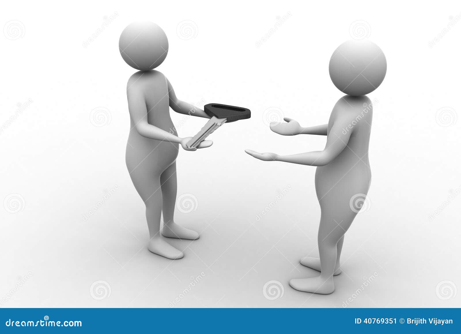 3d Man Giving Key To Another Person Stock Illustration - Illustration ...