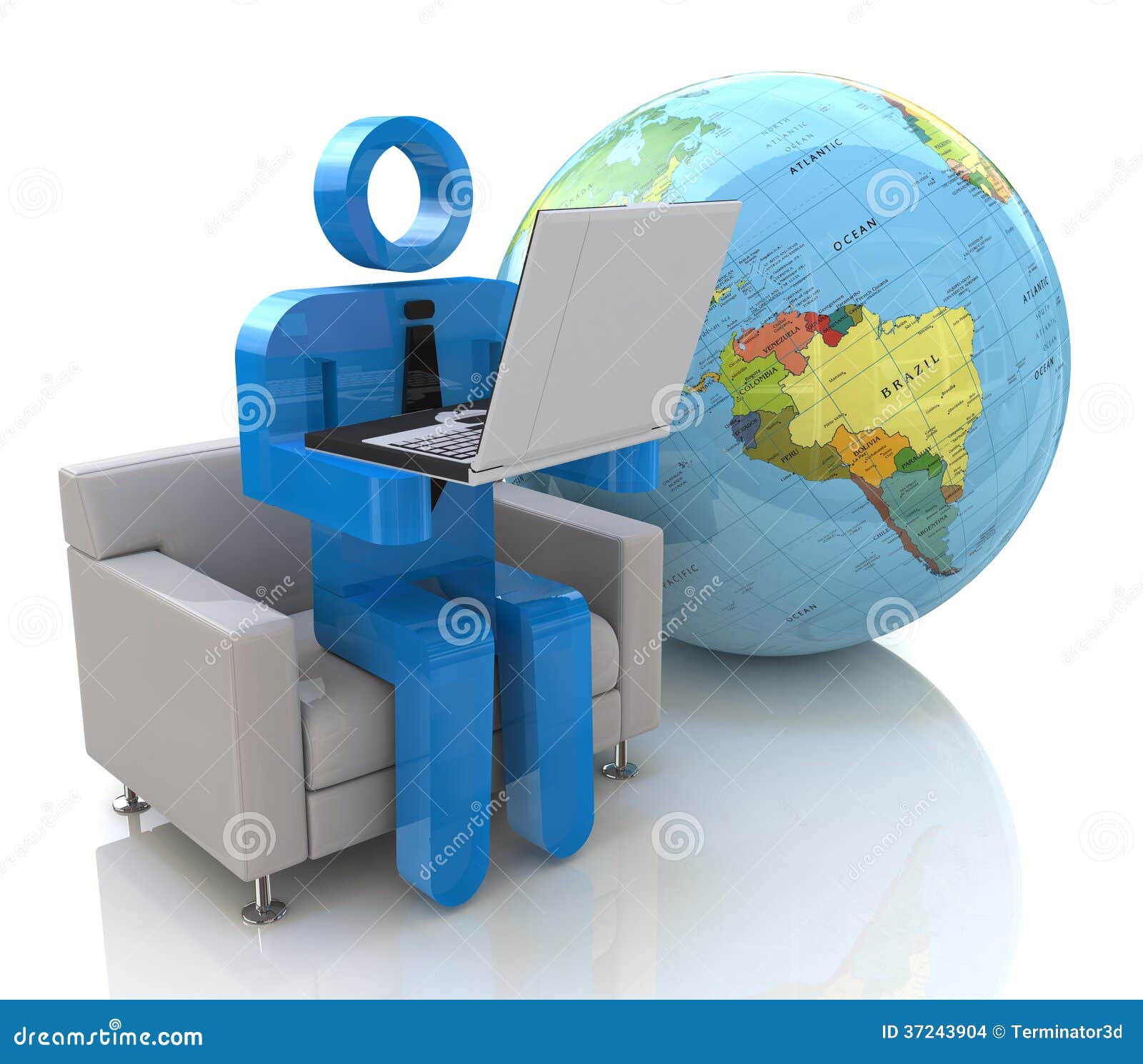 3d Man - Global Communication Stock Illustration - Illustration of ...
