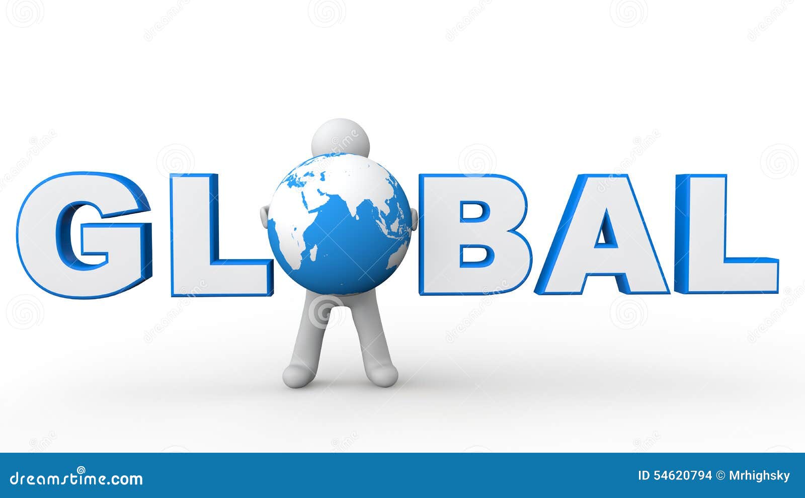 3d man global text stock illustration. Illustration of holding - 54620794