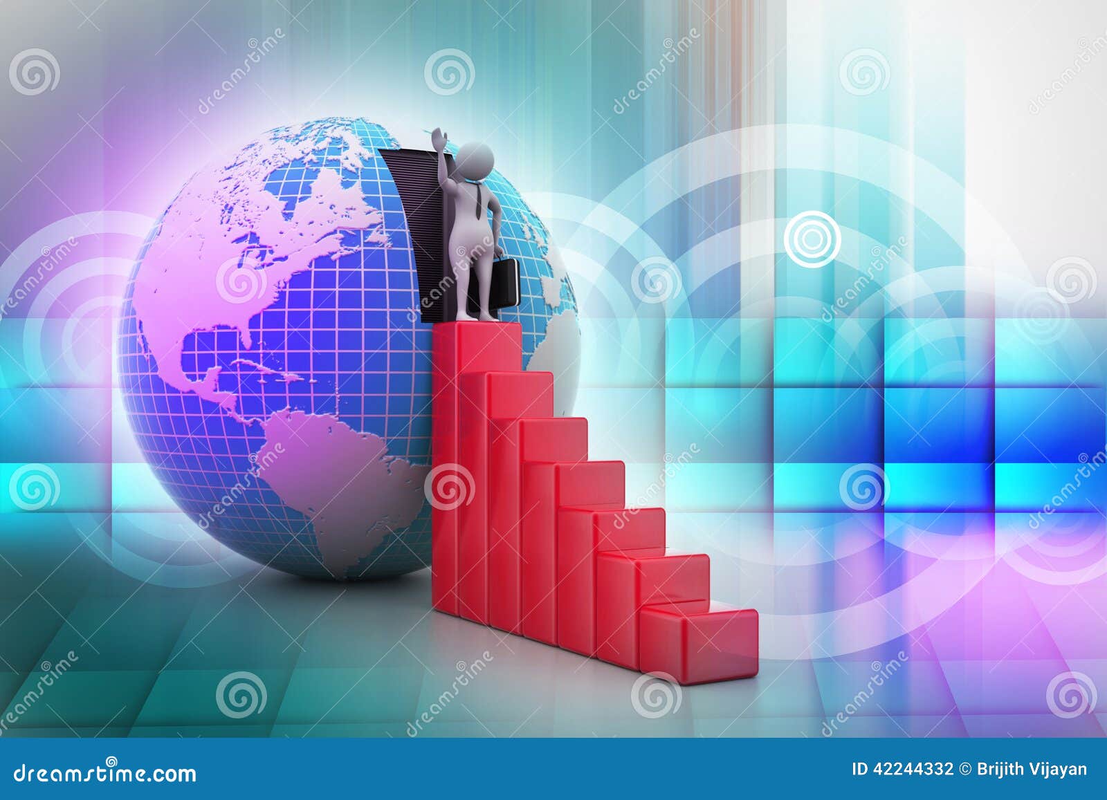 3d man going to growth stock illustration. Illustration of isolated ...
