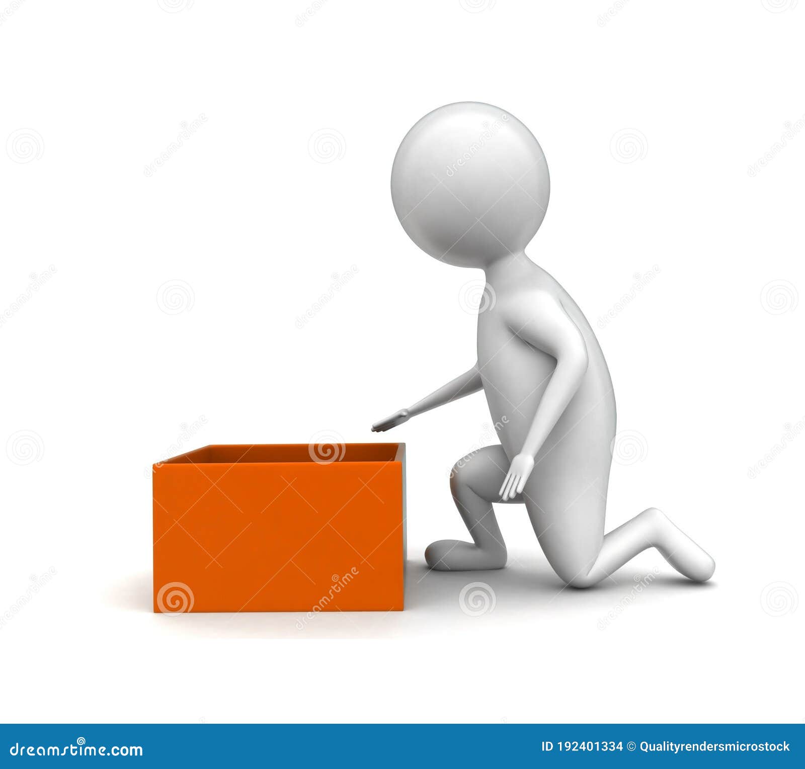 3d Man Going To Searching Inside Box Concept Stock Illustration ...