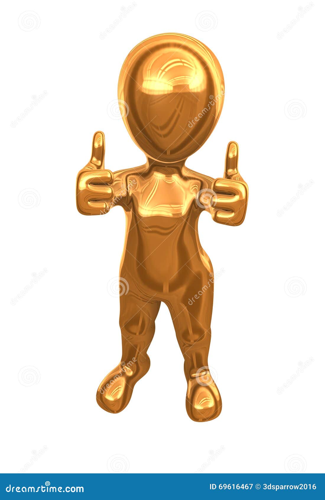 3d Man from Gold Shows Double Thumbs Up Gesture Stock Illustration ...