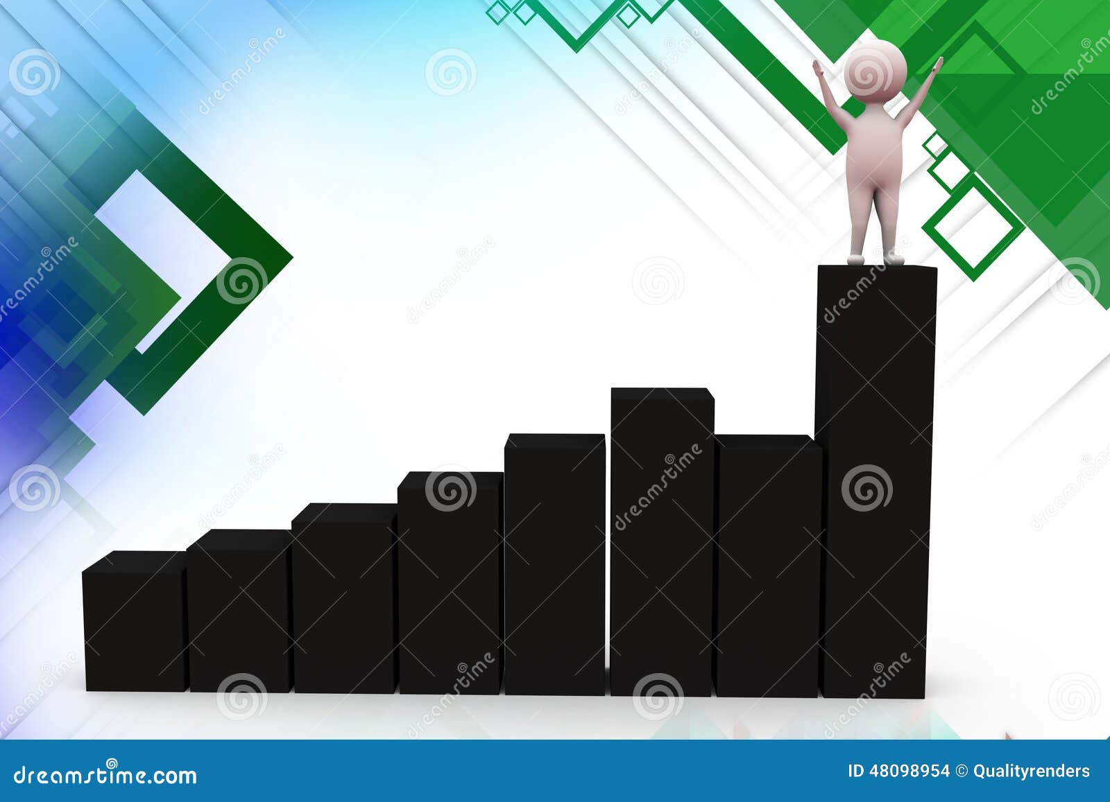 3d Man on Graph Illustration Stock Illustration - Illustration of ...