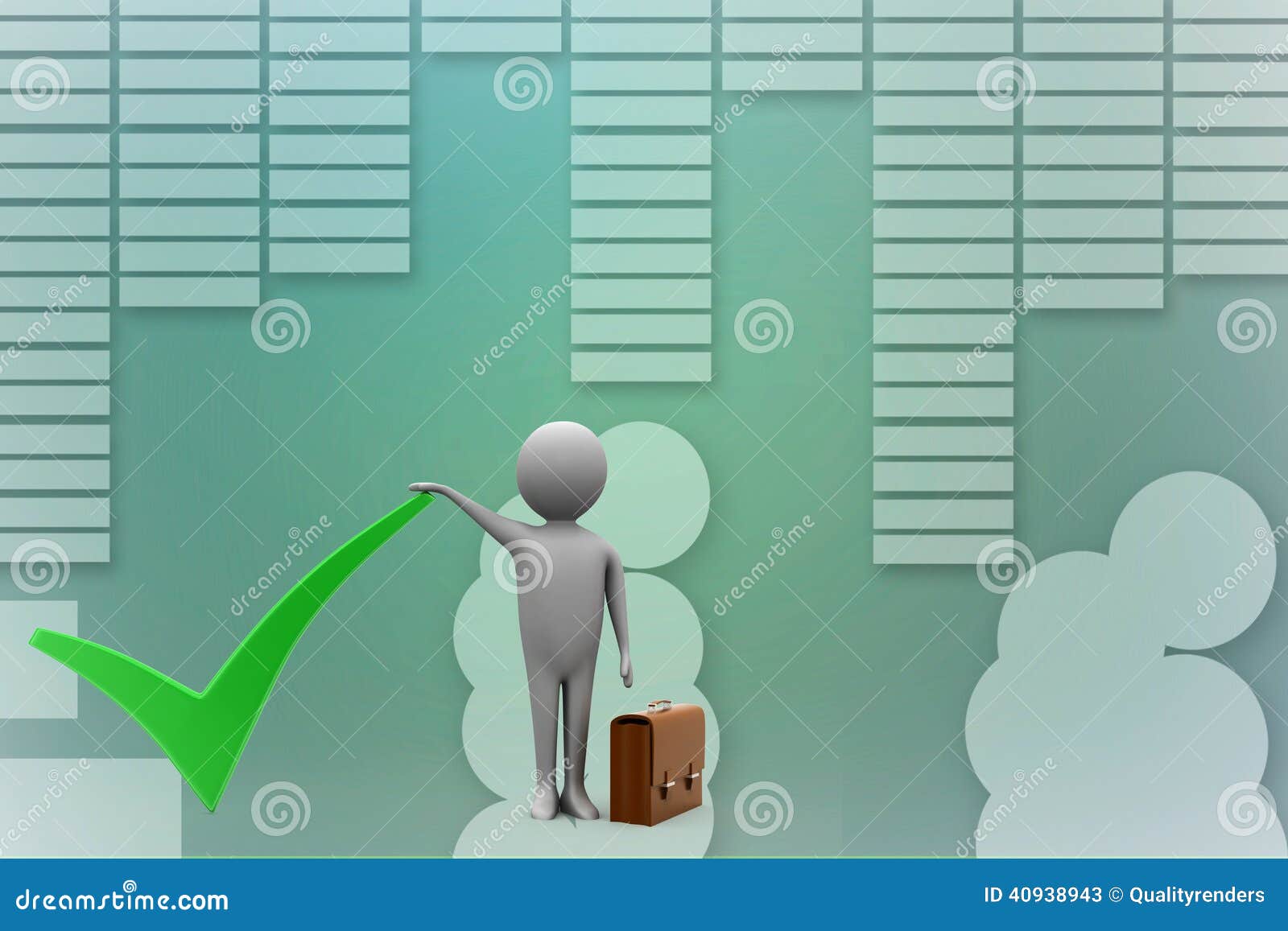 3d Man With Green Check Mark Over Illustration Stock Illustration ...