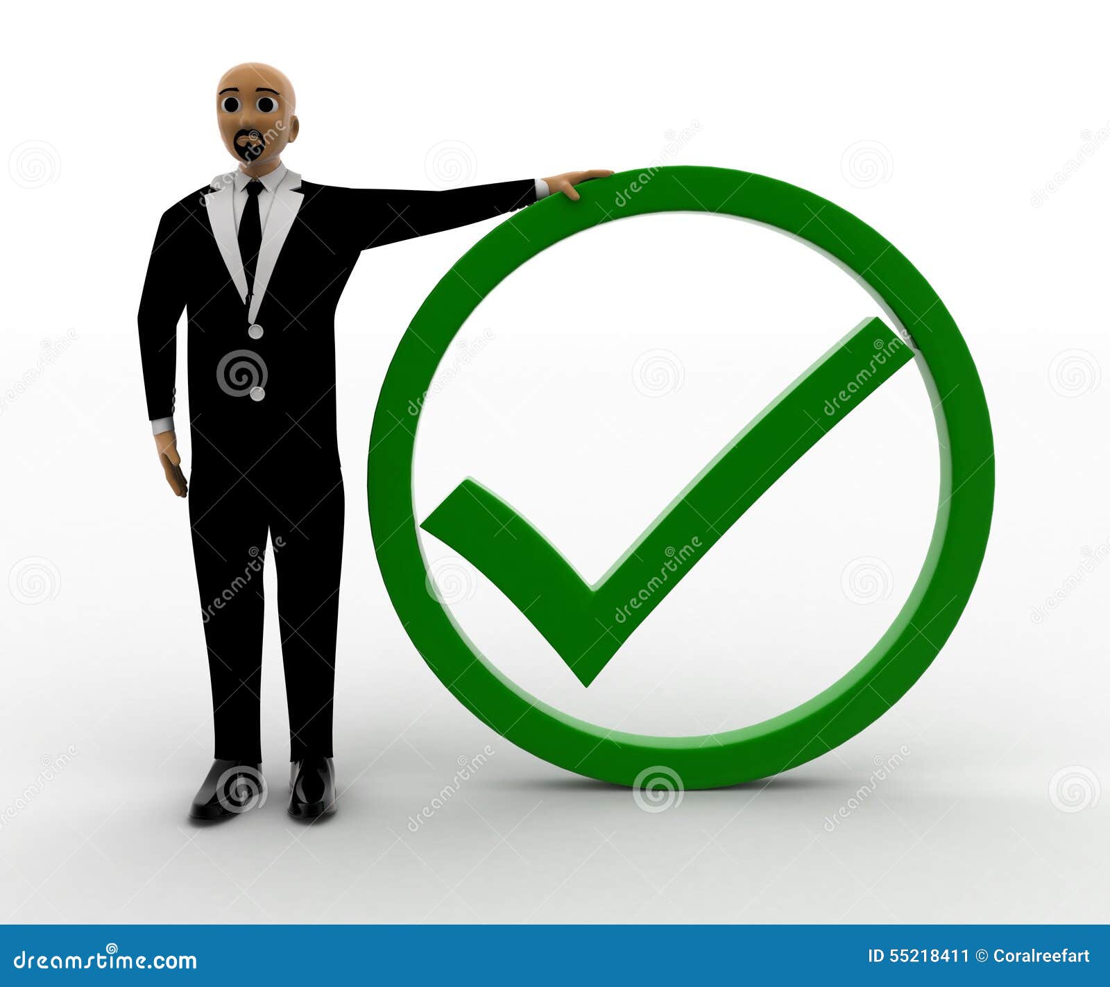 3d Man with Green Tick Mark Stock Illustration - Illustration of ...