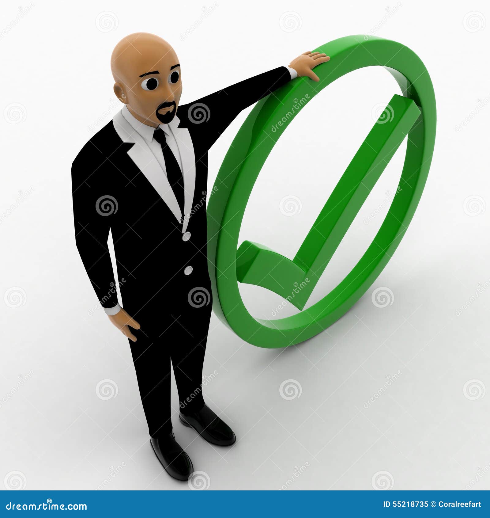 3d Man with Green Tick Mark Stock Illustration - Illustration of ...