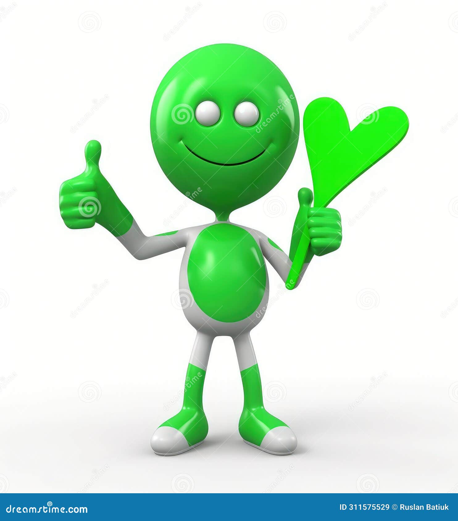 3d Man is Green Tick Symbol, Signifying Completion and Success, in a ...
