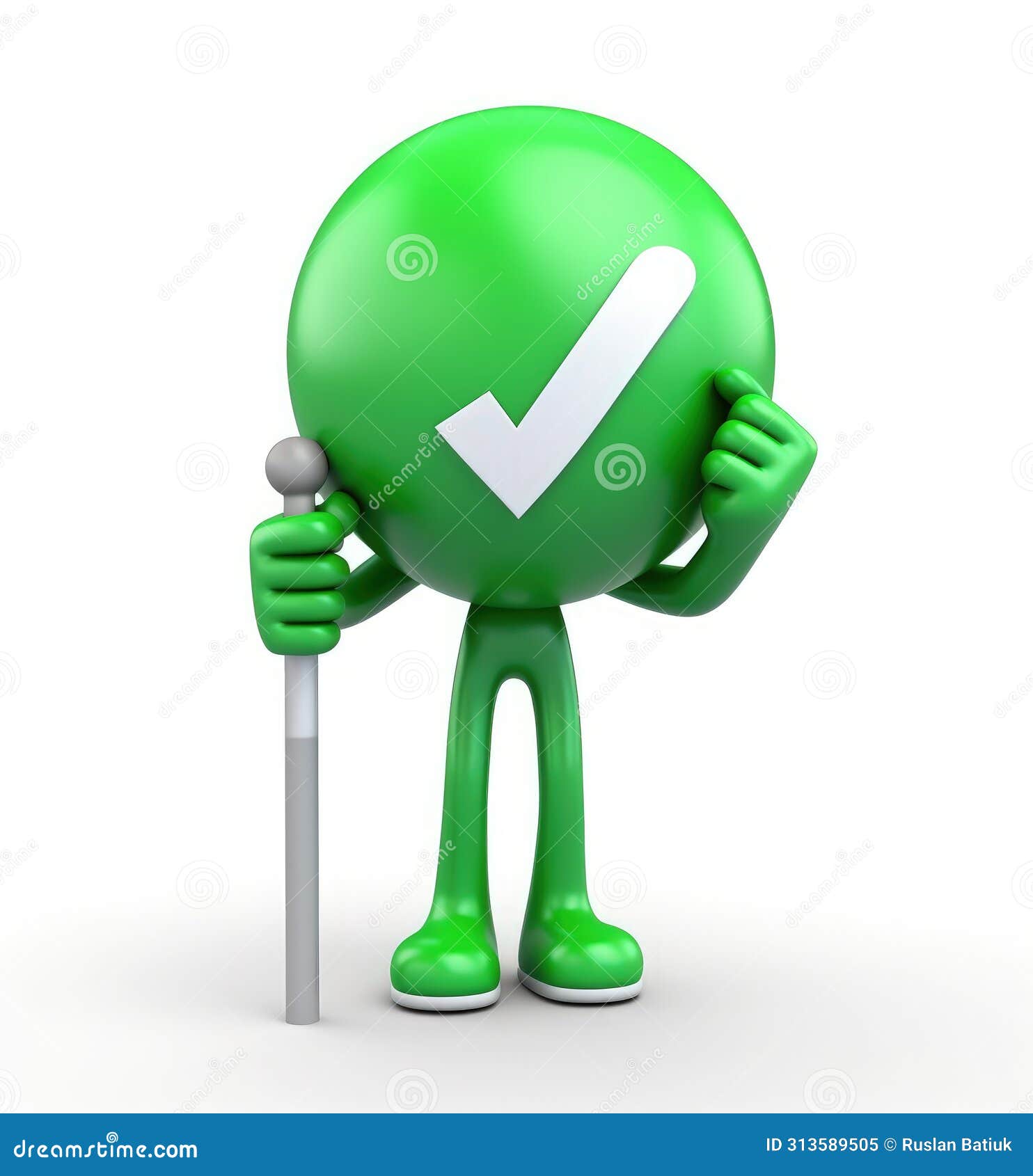 3d Man Is Green Tick Symbol, Signifying Completion And Success, In A ...