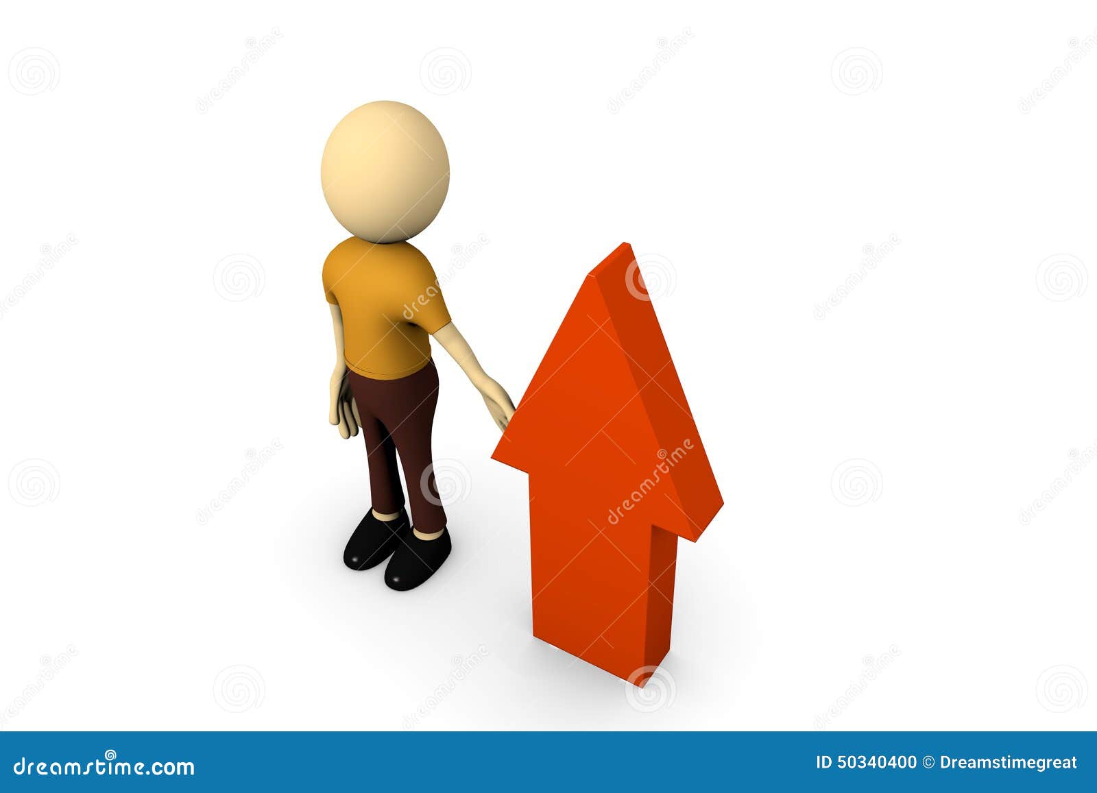 3d man and growing arrow stock illustration. Illustration of career ...