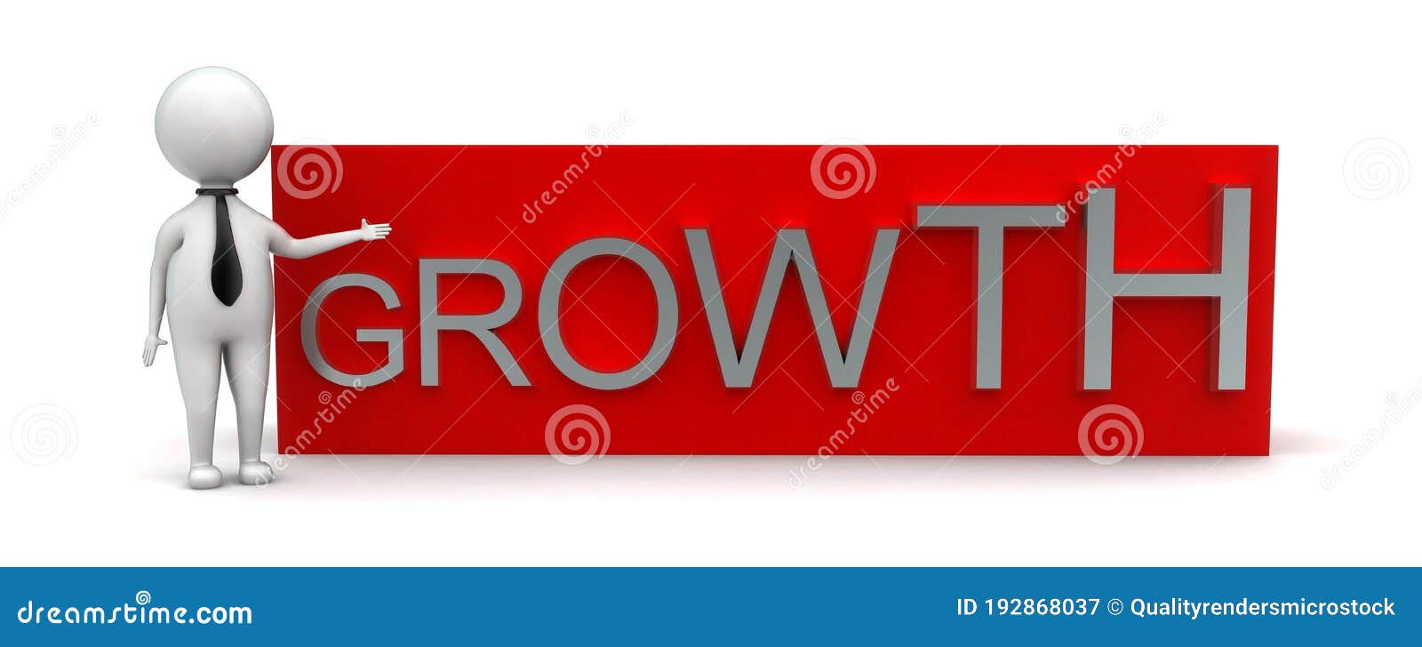 3d man and growth concept stock illustration. Illustration of rendered ...