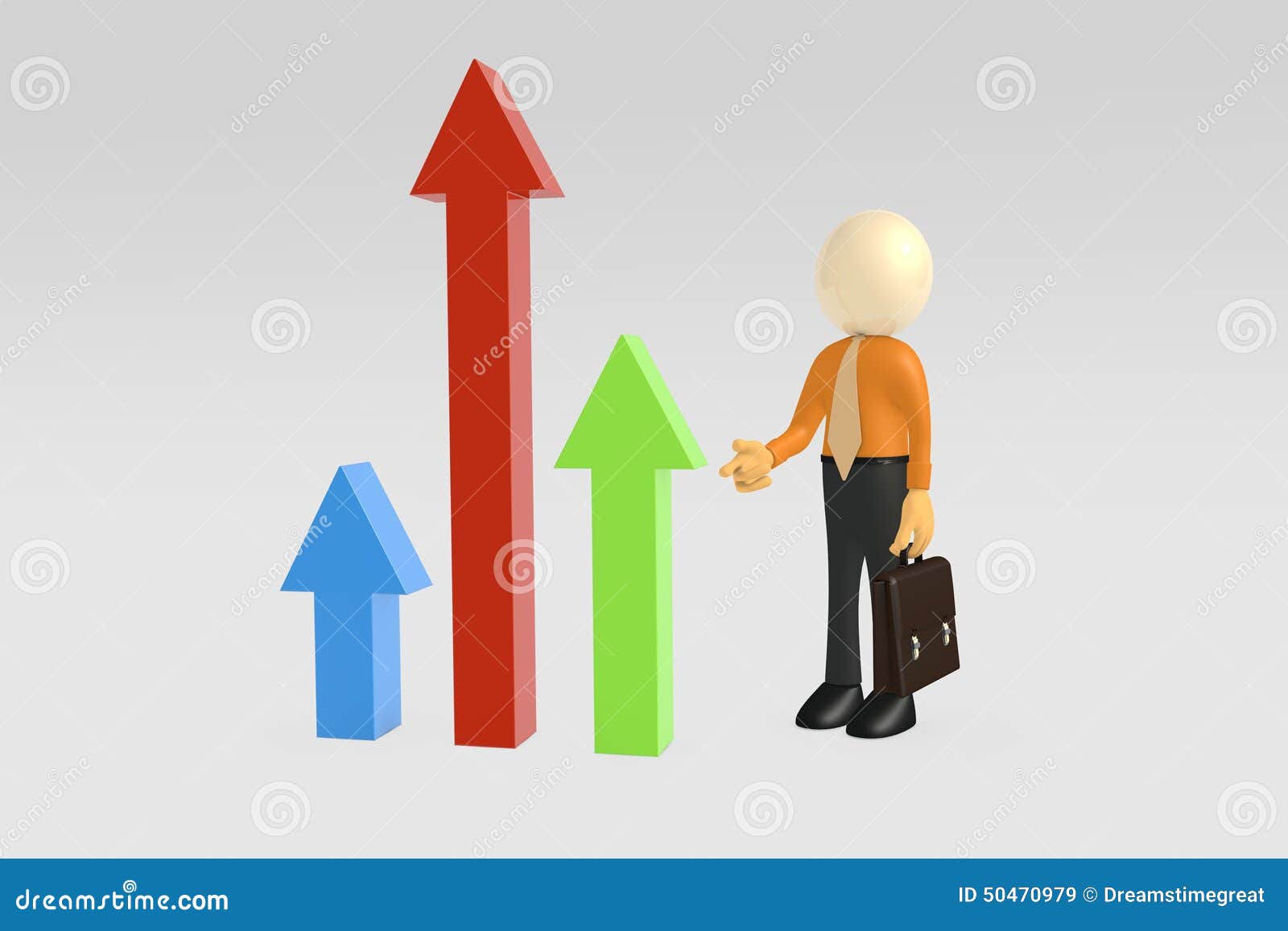 3d man with growth concept stock illustration. Illustration of economy ...