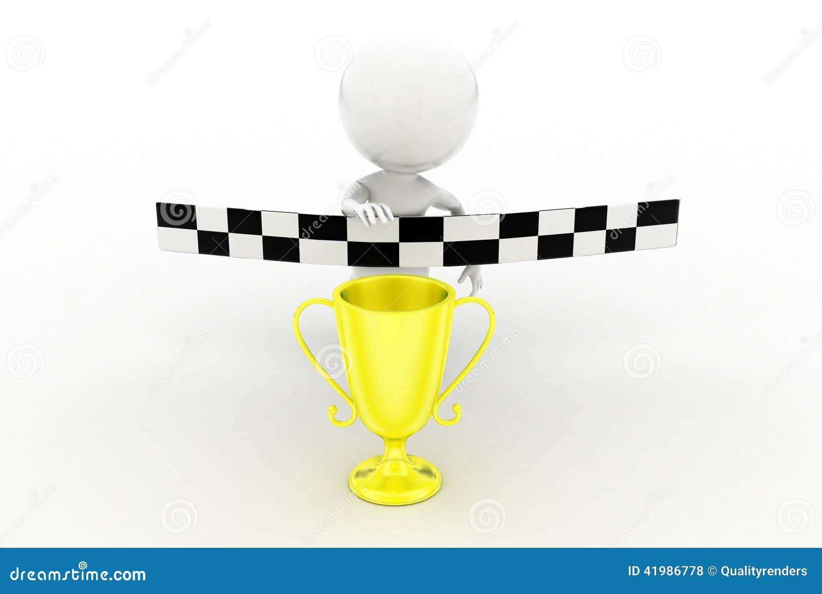 3d Man Has Reached The Finish Line Stock Illustration - Illustration of ...