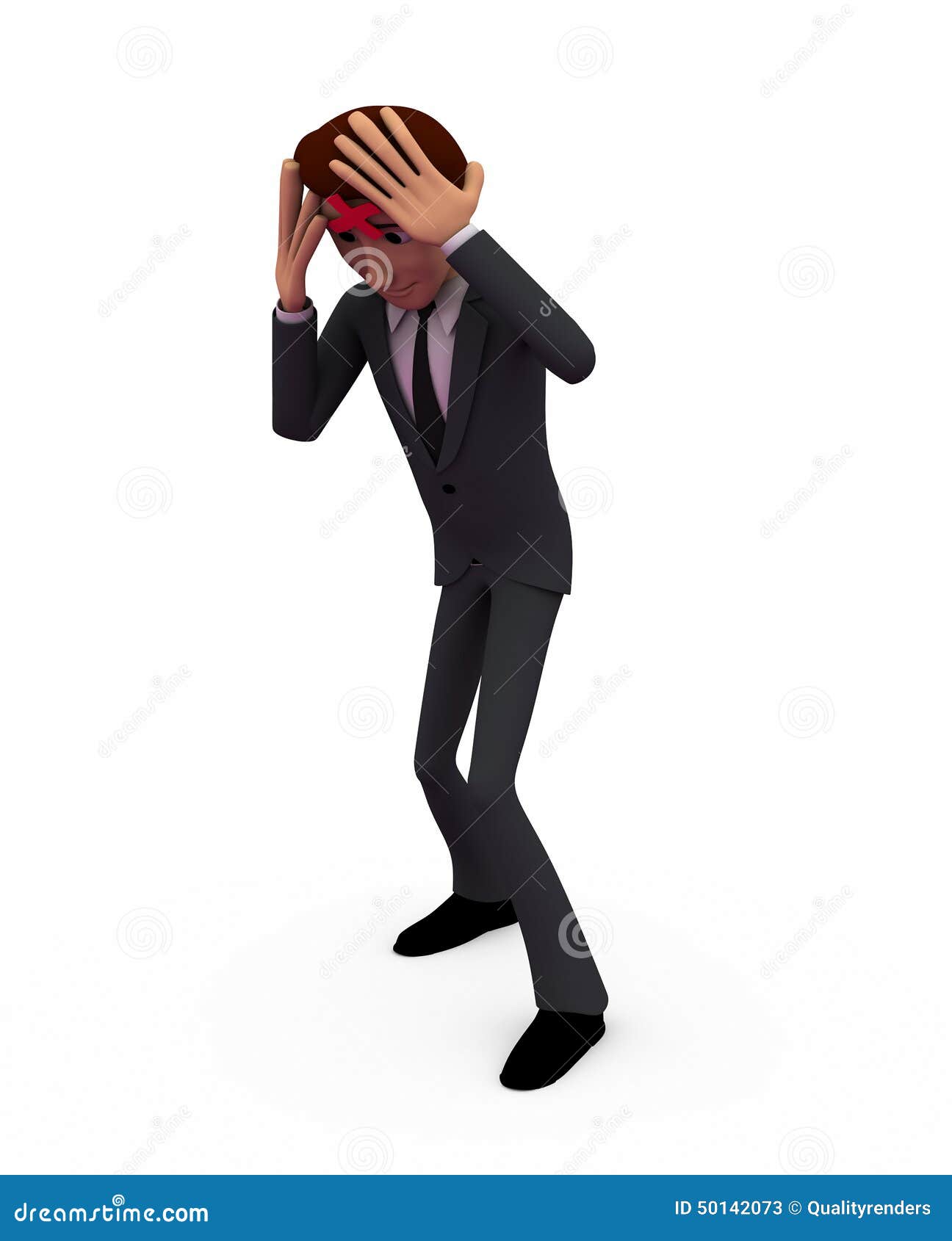 3d man head injury concept stock illustration. Illustration of grief ...