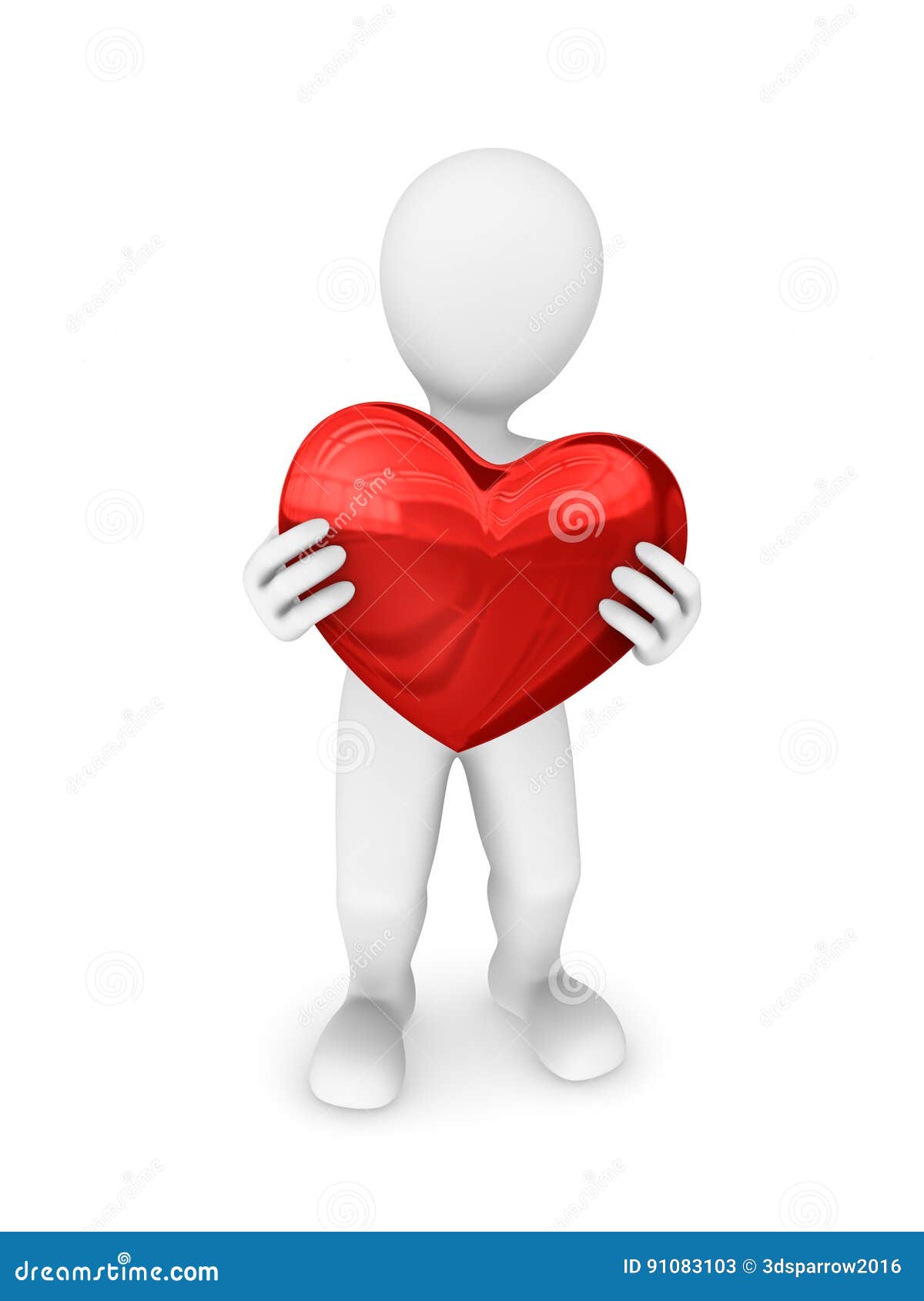 3d man with heart. stock illustration. Illustration of valentine - 91083103