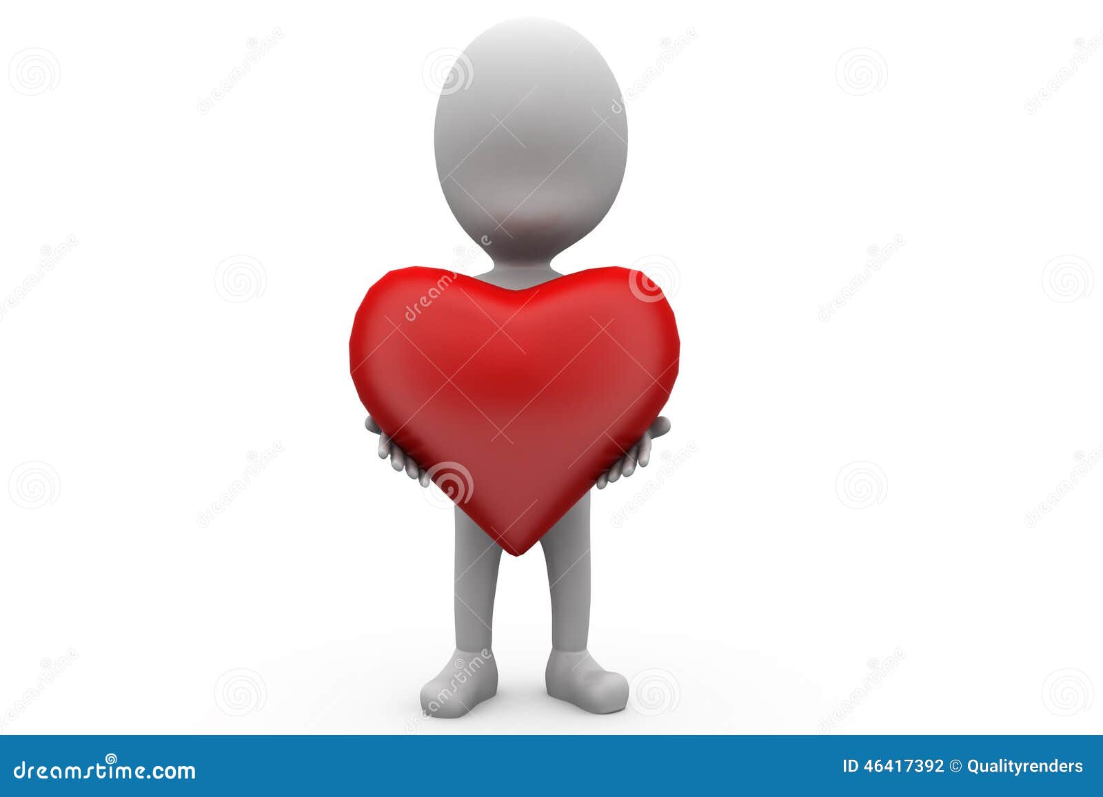 3d Man Heart in Hands Concept Stock Illustration - Illustration of ...