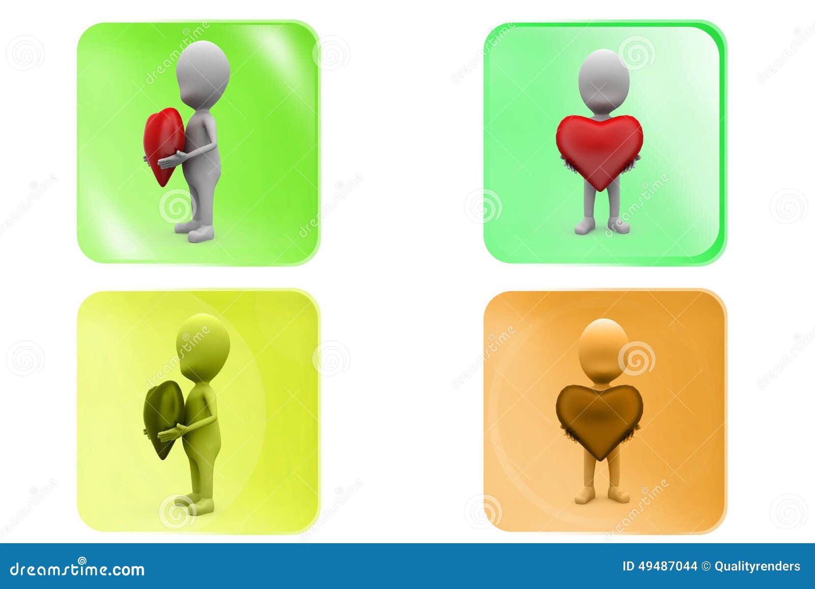 3d man heart in hands icon stock illustration. Illustration of ...