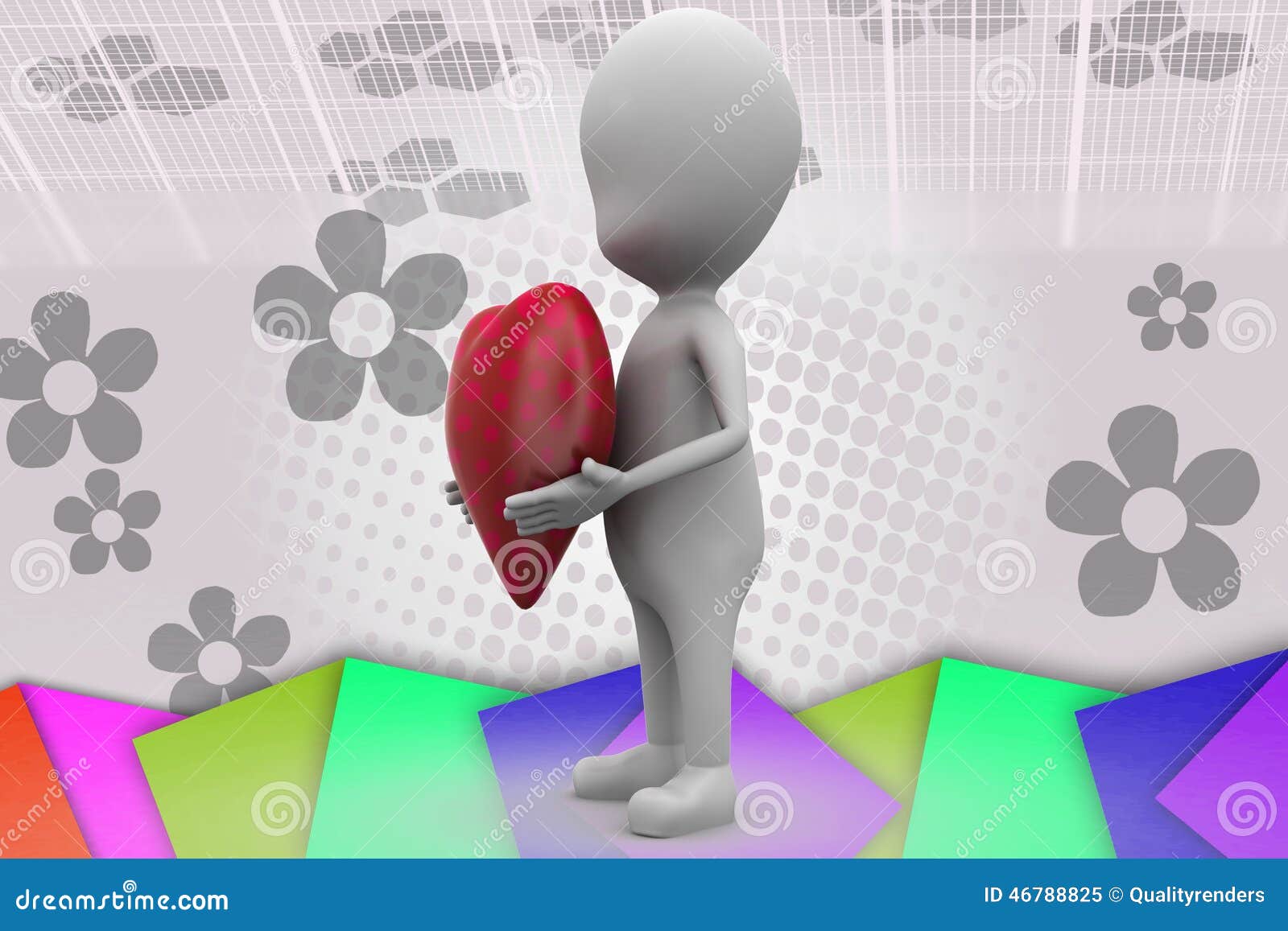 3d Man Heart In Hands Illustration Stock Illustration - Illustration of ...