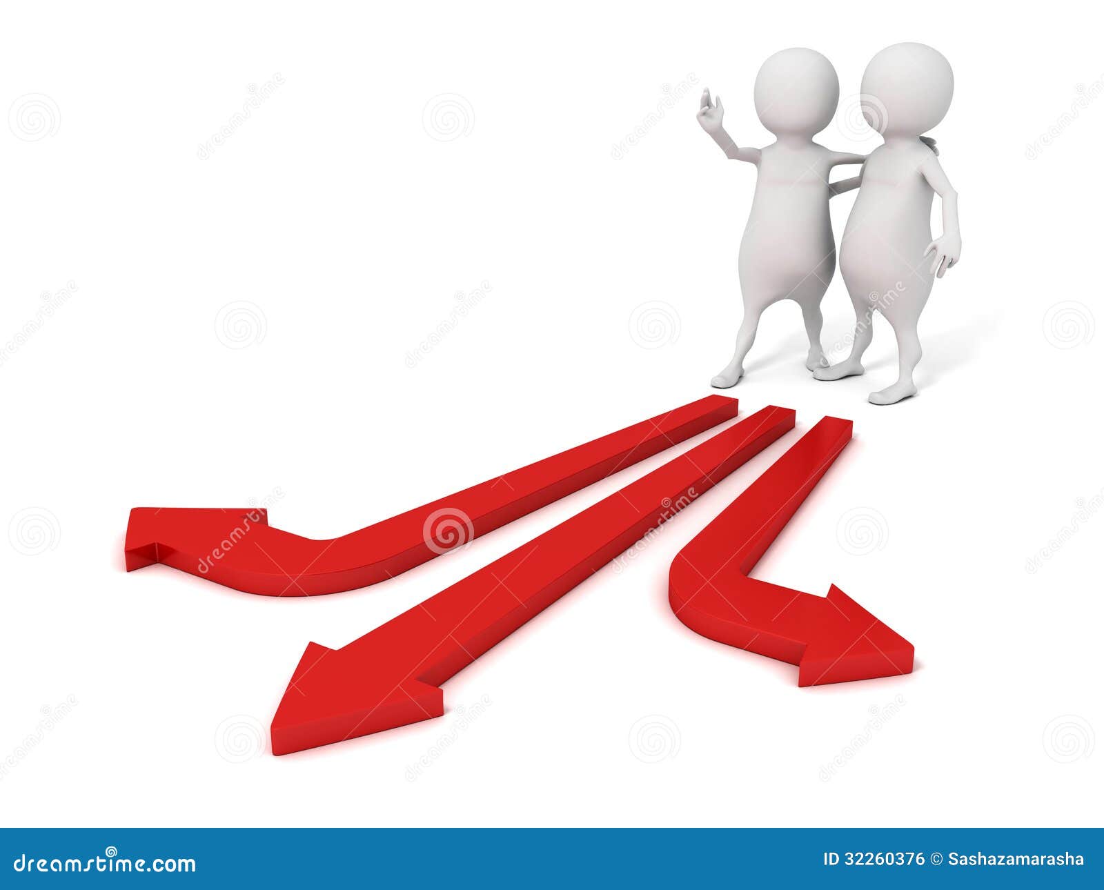 3d Man Help To Make Choice for Partner on Arrow Ways Stock Illustration ...