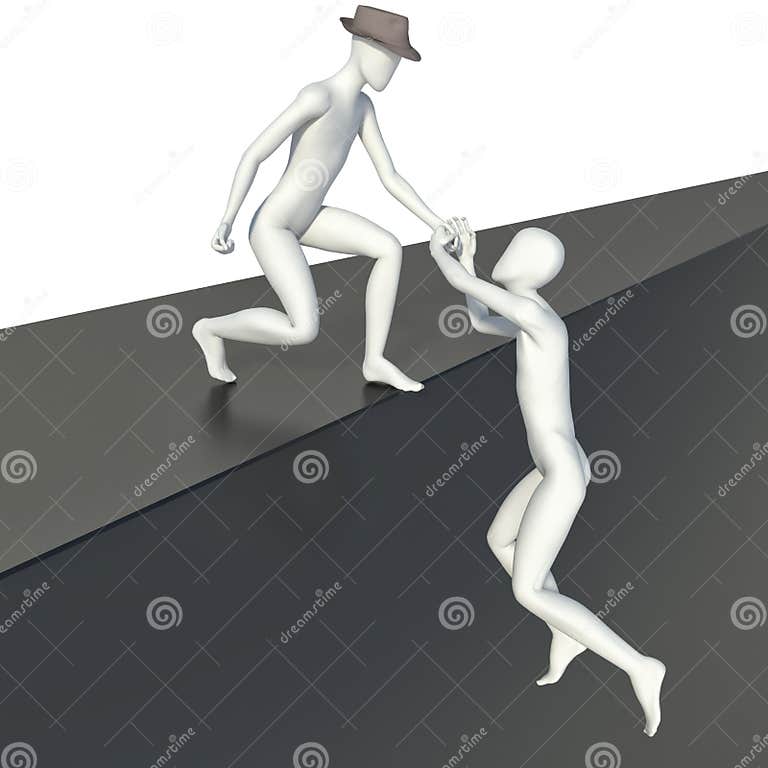 3d Man Helping Another Person Stock Illustration - Illustration of jump ...