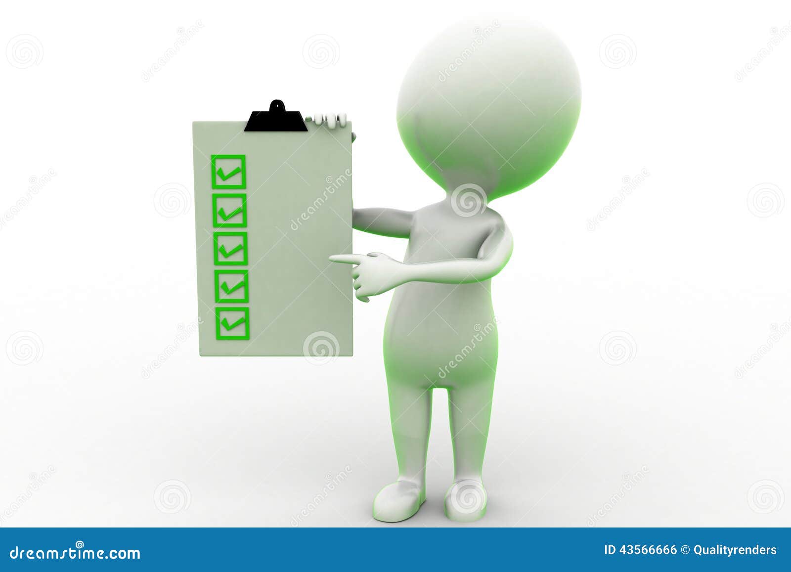 3d Man Holding Check List On Hands Stock Illustration - Illustration of ...