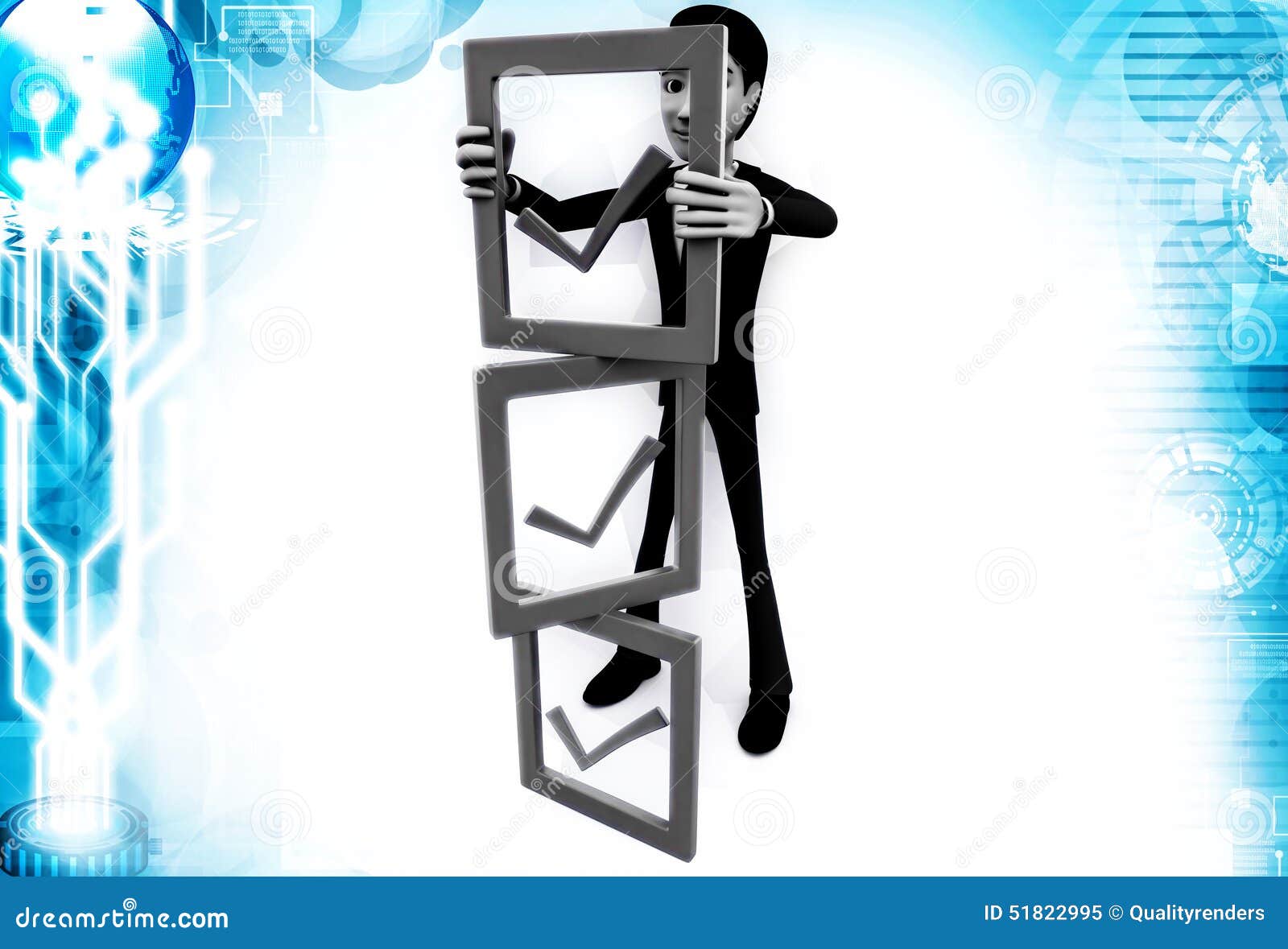 3d Man Holding Check List Icon Illustration Stock Illustration ...