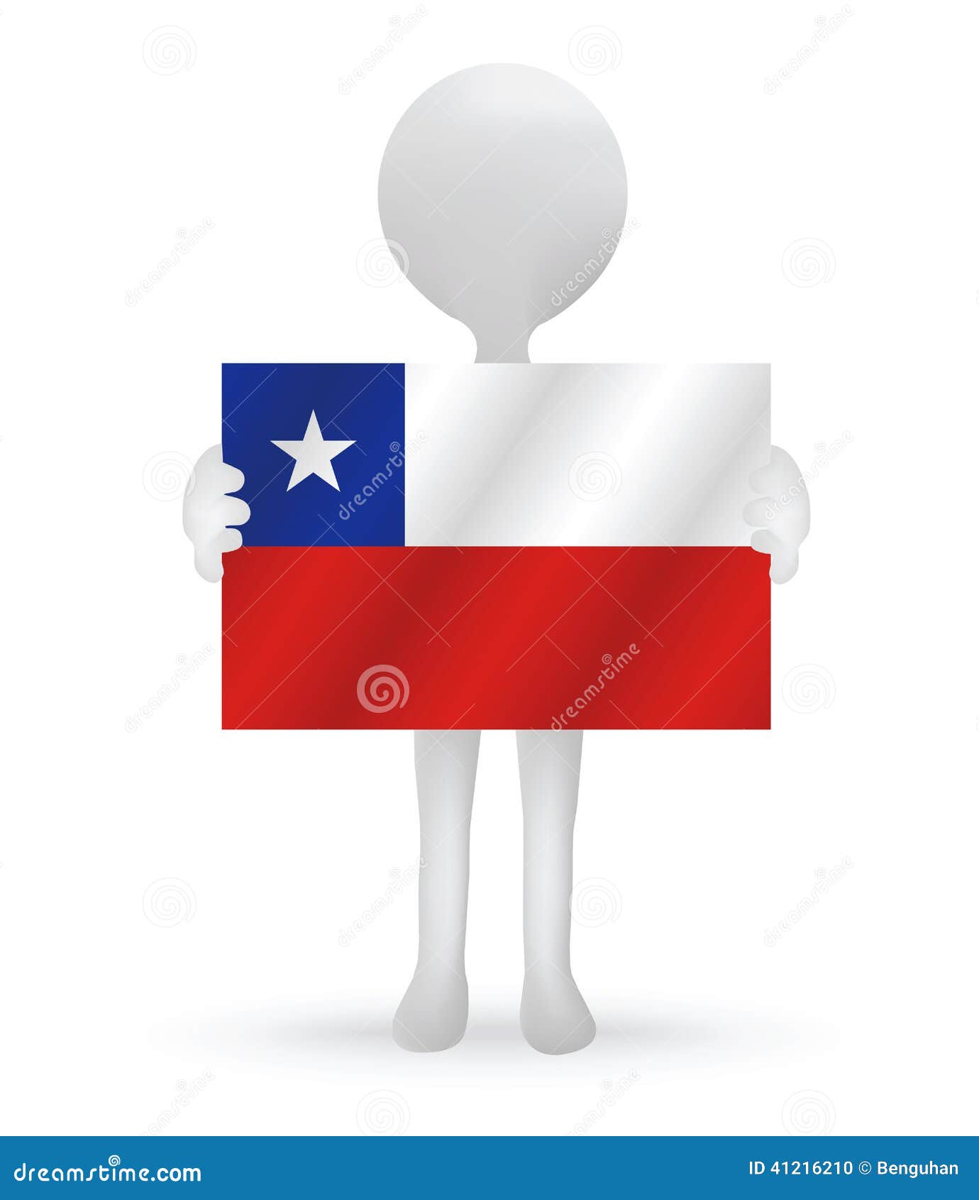 3d Man Holding a Chile Flag Stock Illustration - Illustration of flag ...