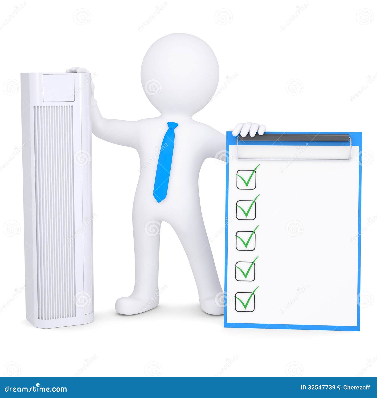 3d Man Holding Conditioner and Checklist Stock Illustration ...
