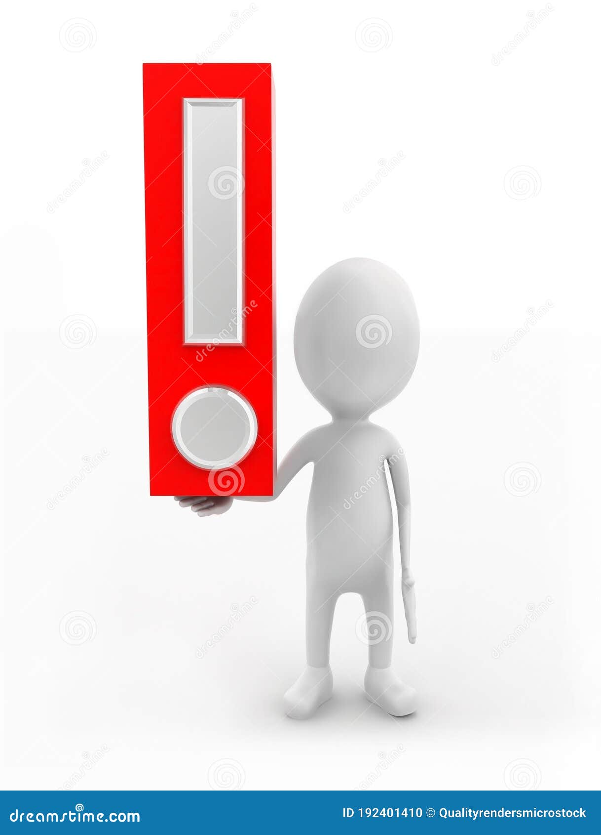 3d Man Holding Exclamation Mark in Hands Concept Stock Illustration ...