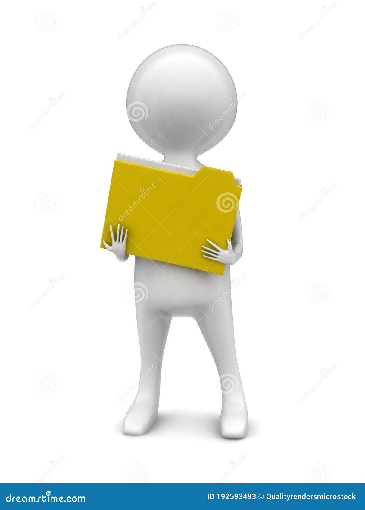 3d Man Holding Files Folder in His Hands Concept Stock Illustration ...