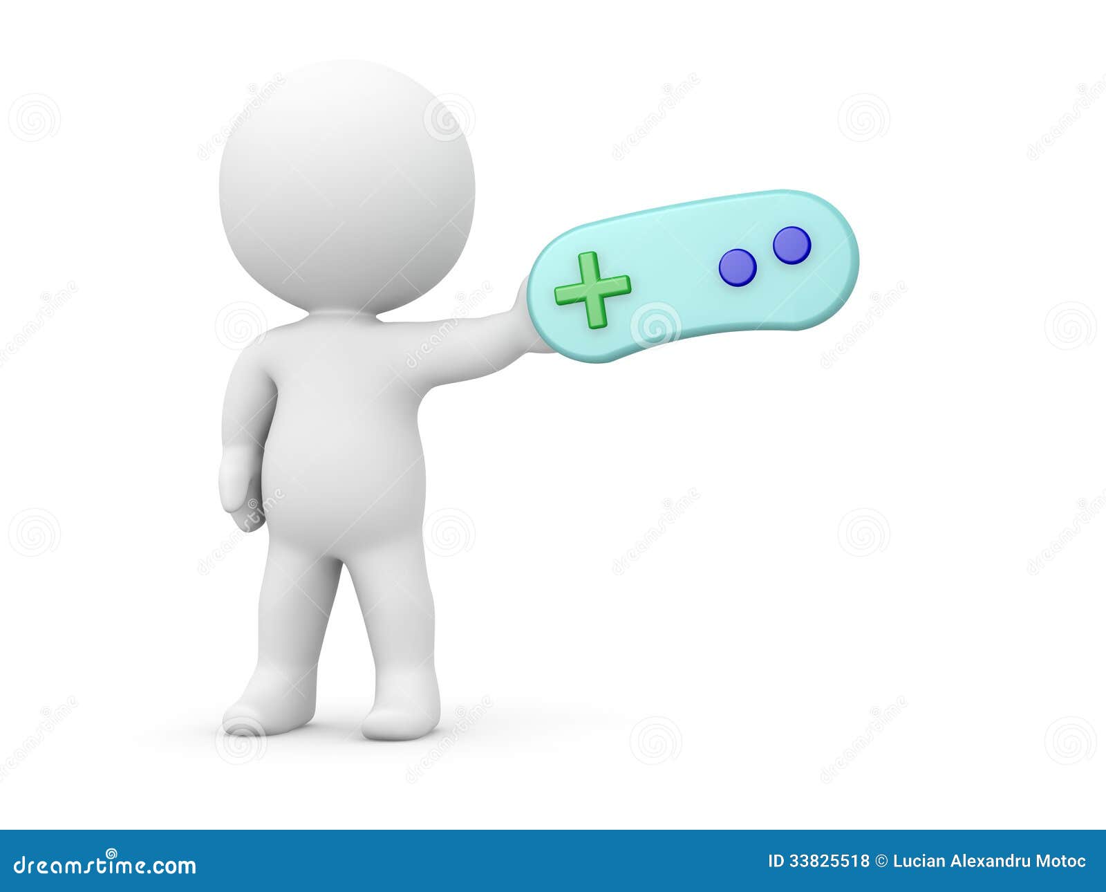3D Man Holding Gamepad stock illustration. Illustration of stick - 33825518