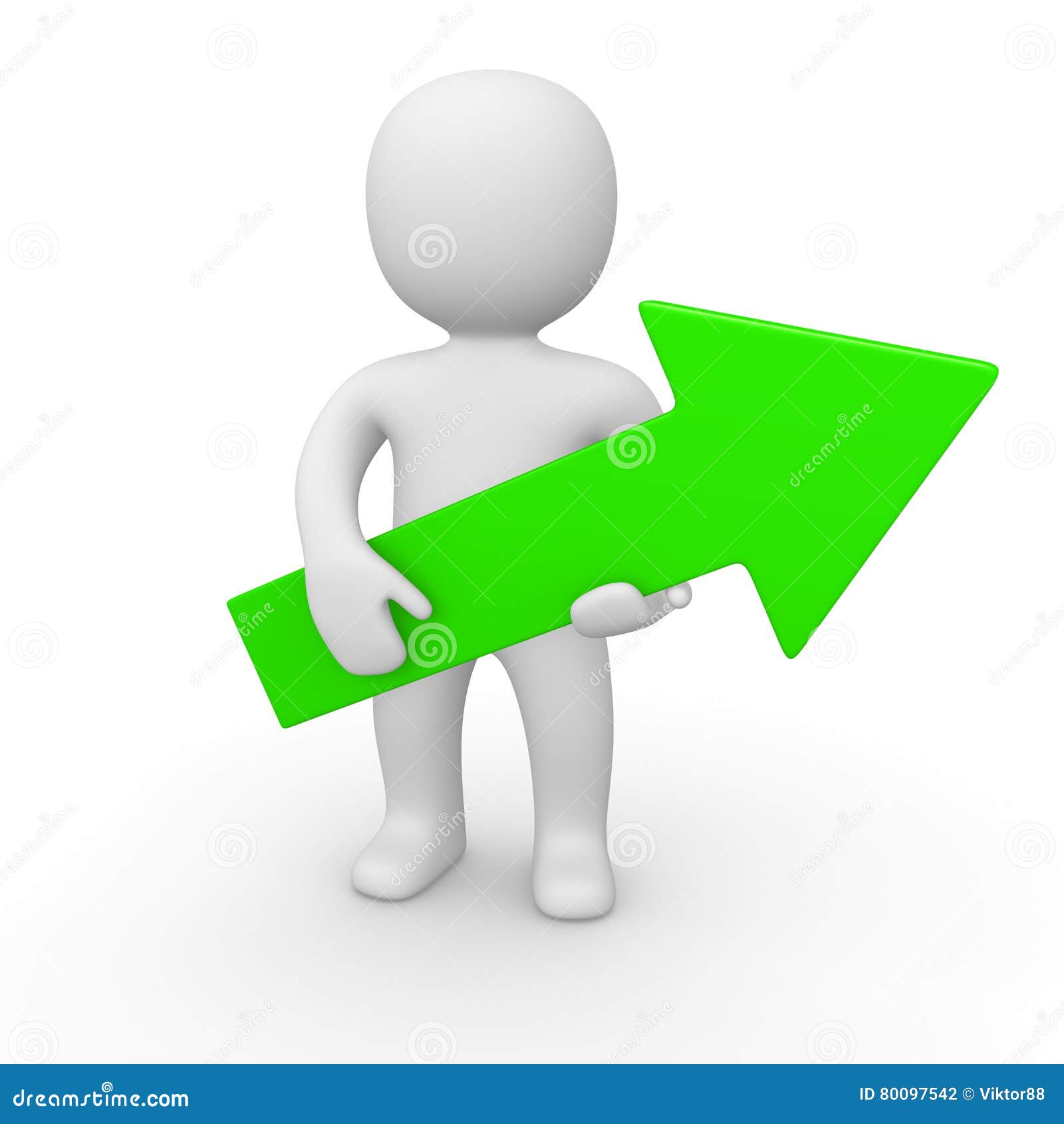 3d Man Holding Green Arrow. Stock Illustration - Illustration of ...