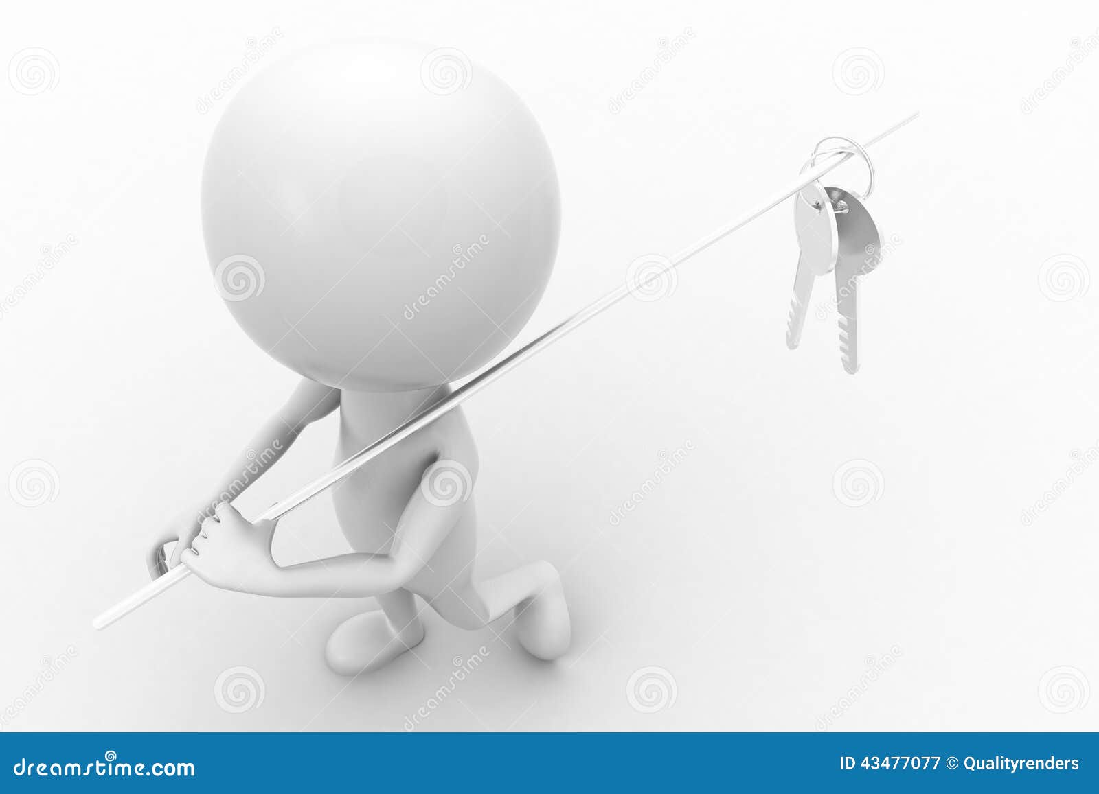 3d Man Holding Key stock illustration. Illustration of lock - 43477077