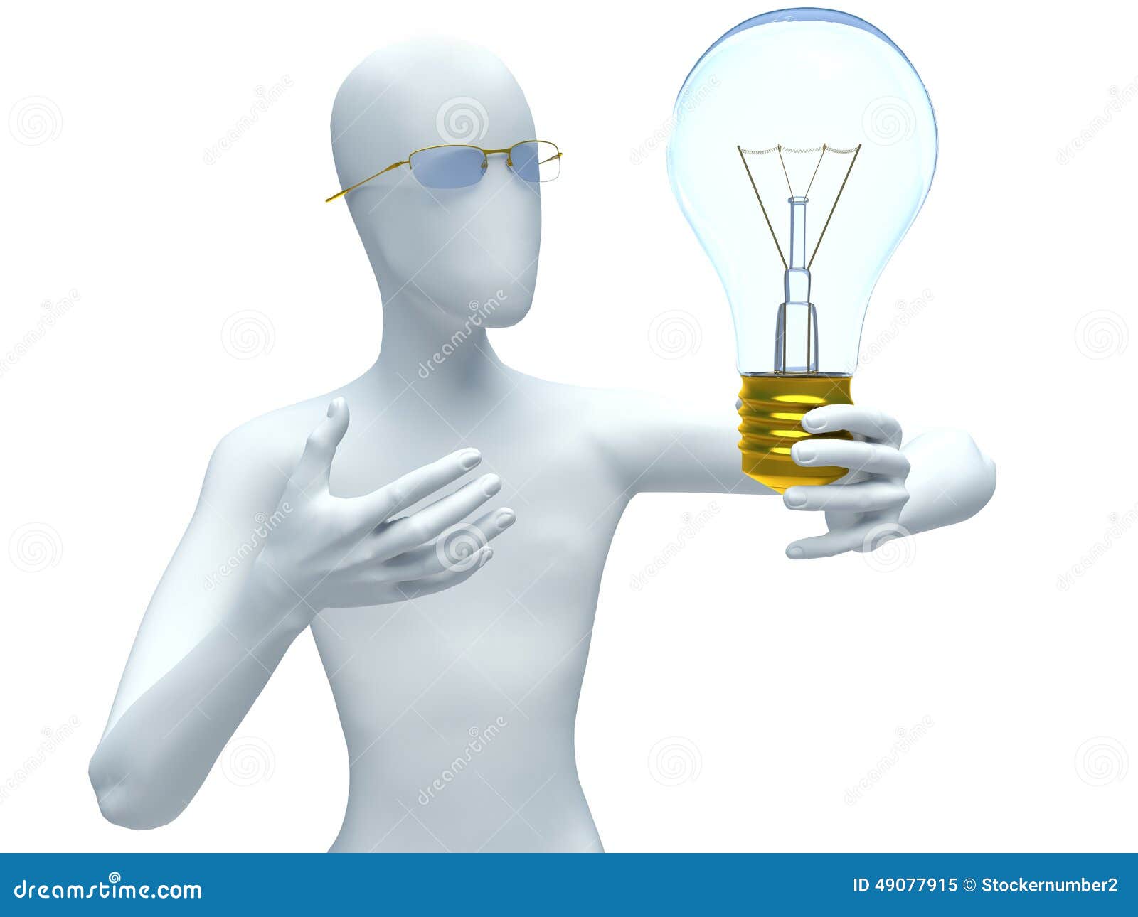 3d Man Holding a Light Bulb while Thinking - Idea Concept Stock ...