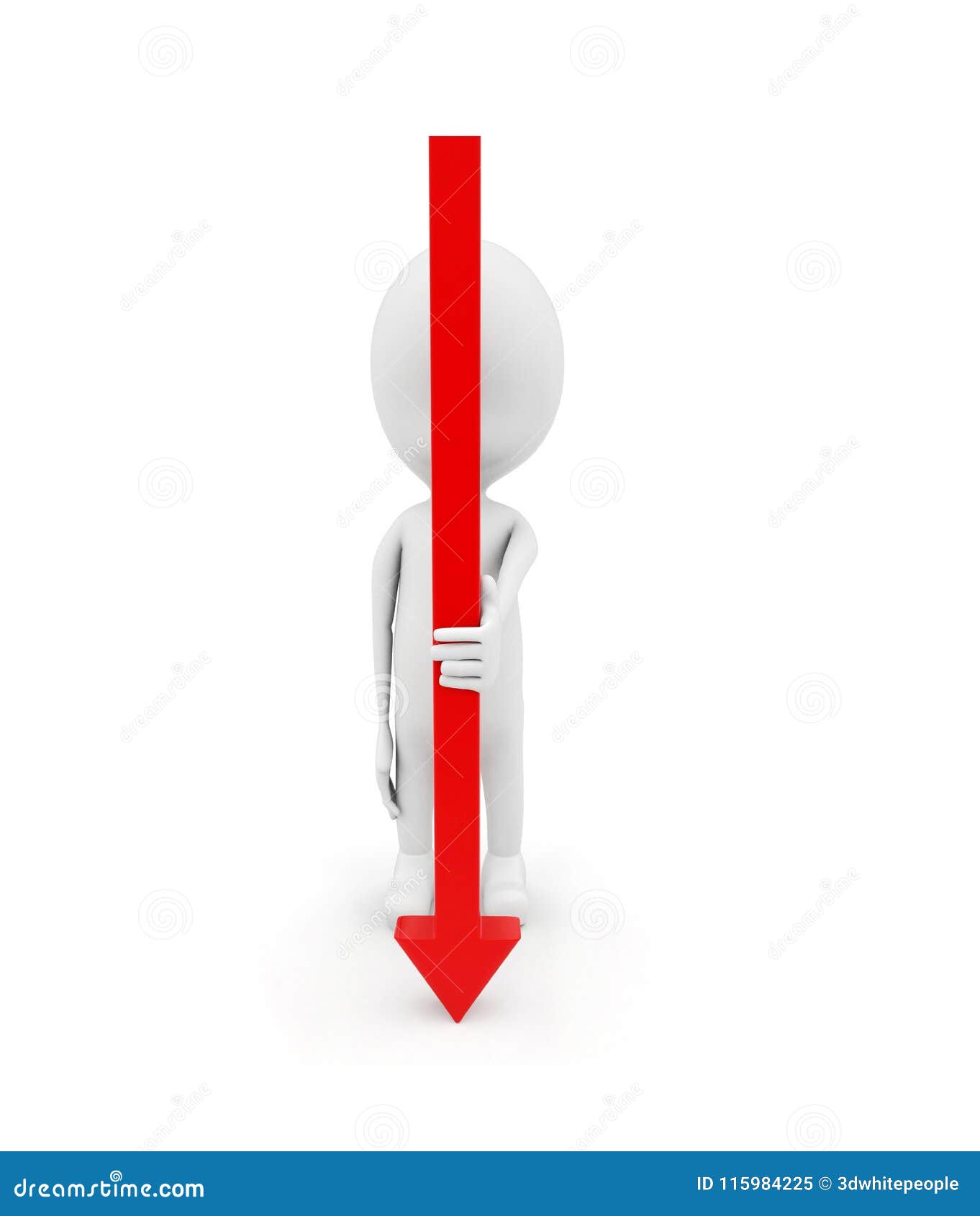 3d Man Holding Long Red Arrow Concept Stock Illustration - Illustration ...