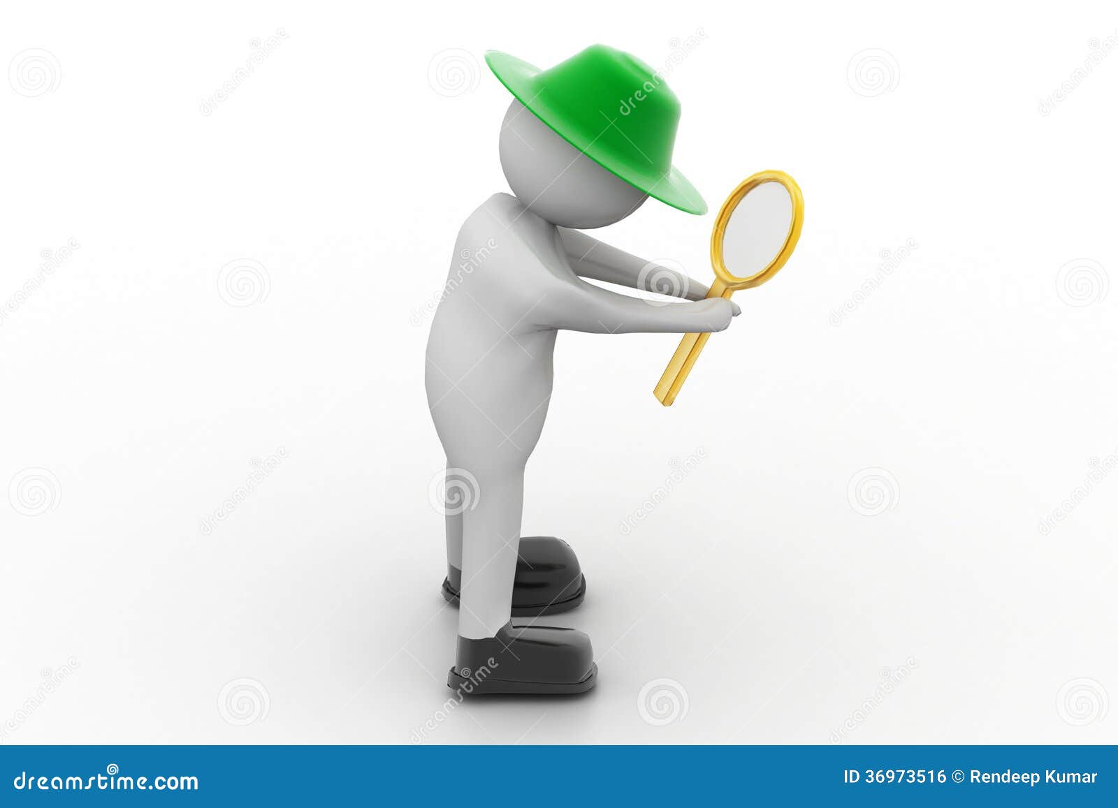 3d Man Holding Magnifying Glass Stock Illustration Illustration Of