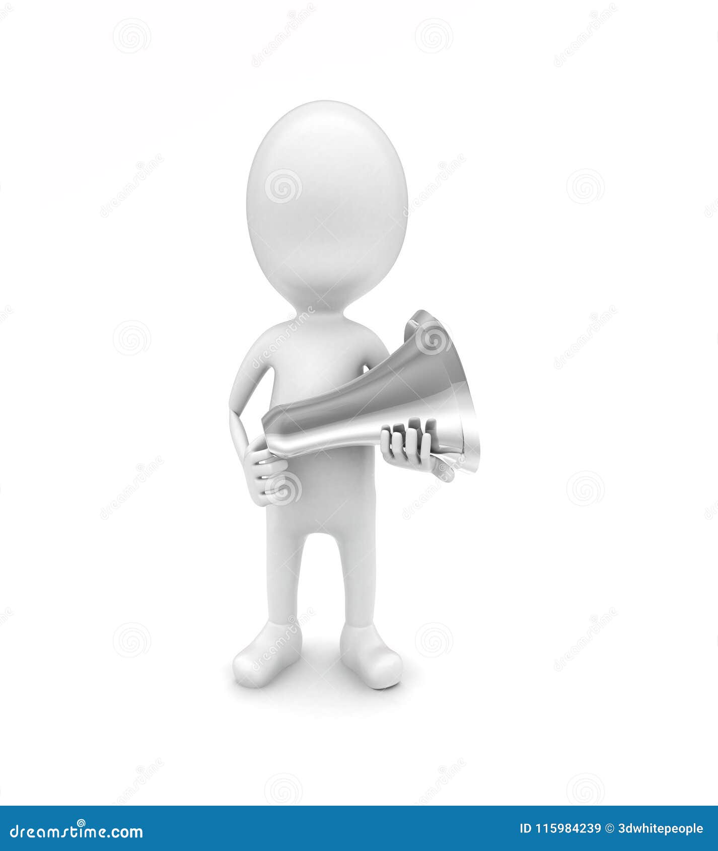 3d Man Holding a Megaphone in Hand Concept Stock Illustration ...